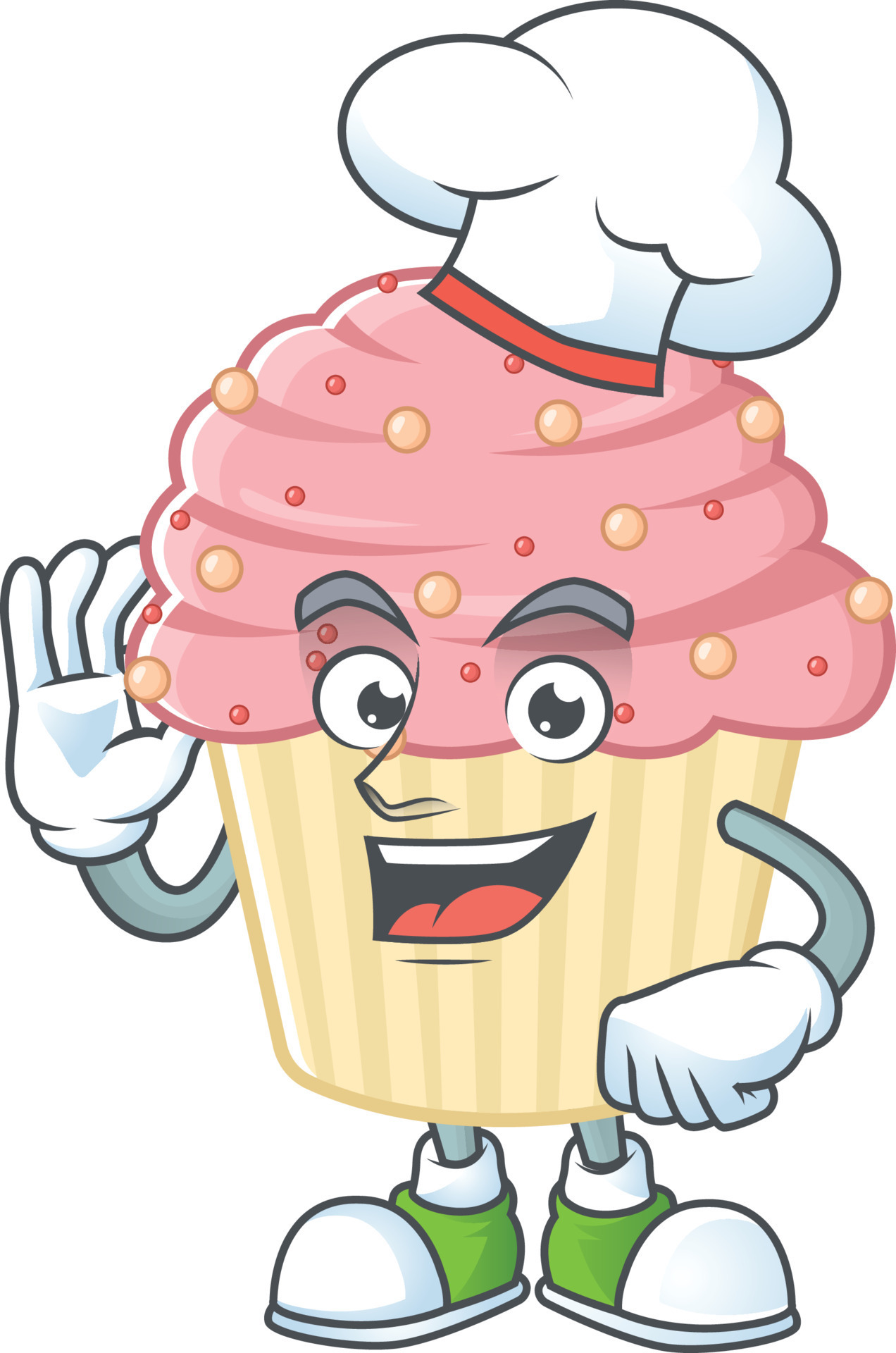 Strawberry Cupcake Cartoon Character 20857775 Vector Art At Vecteezy