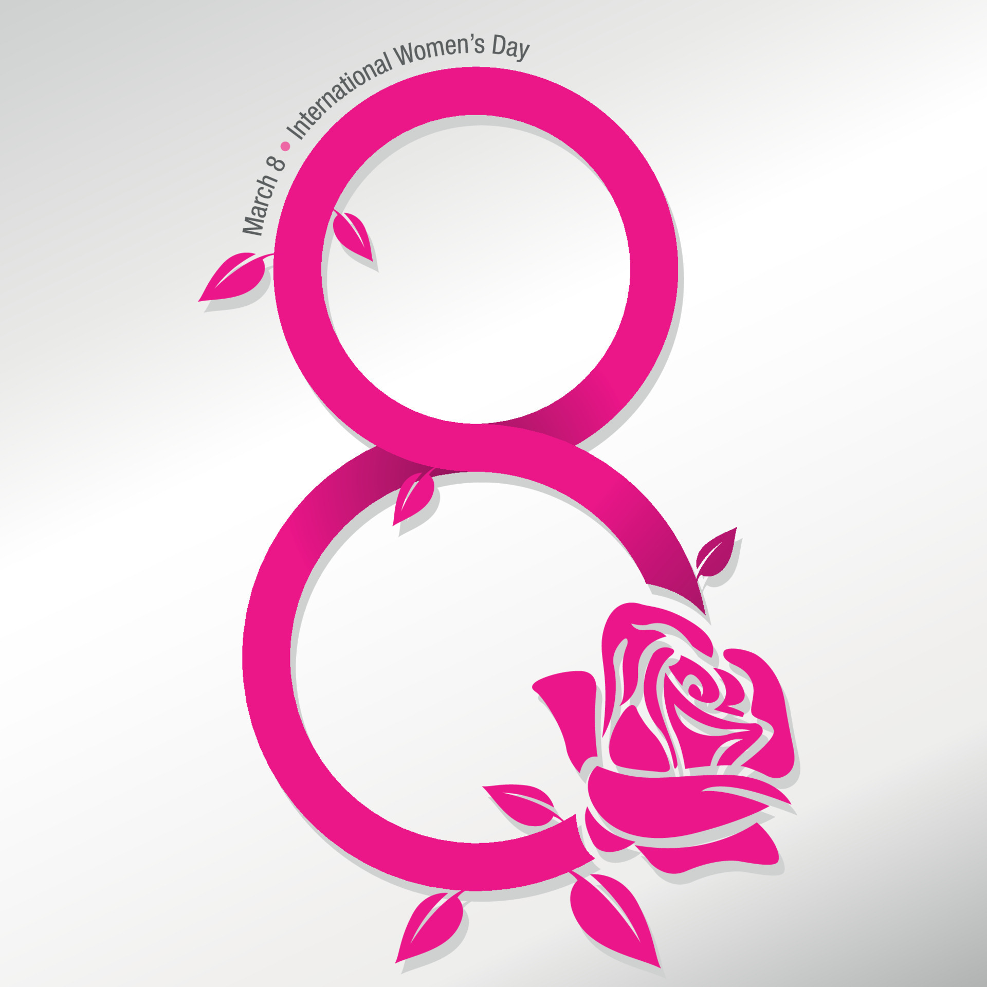 Abstract Rose With The Stem Forming The Number 8 In Pink With The abstract-rose-with-the-stem-forming-the-number-8-in-pink-with-the