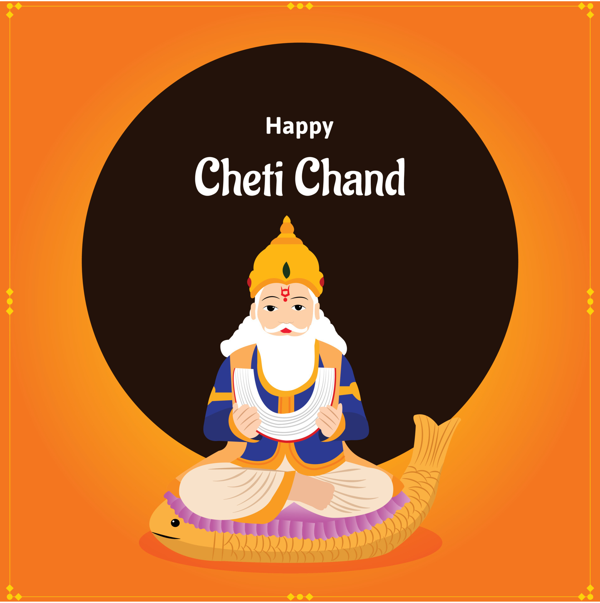 Happy Cheti Chand Jayanti Jhulelal Jayanti Lord Cheti Chand Vector ...