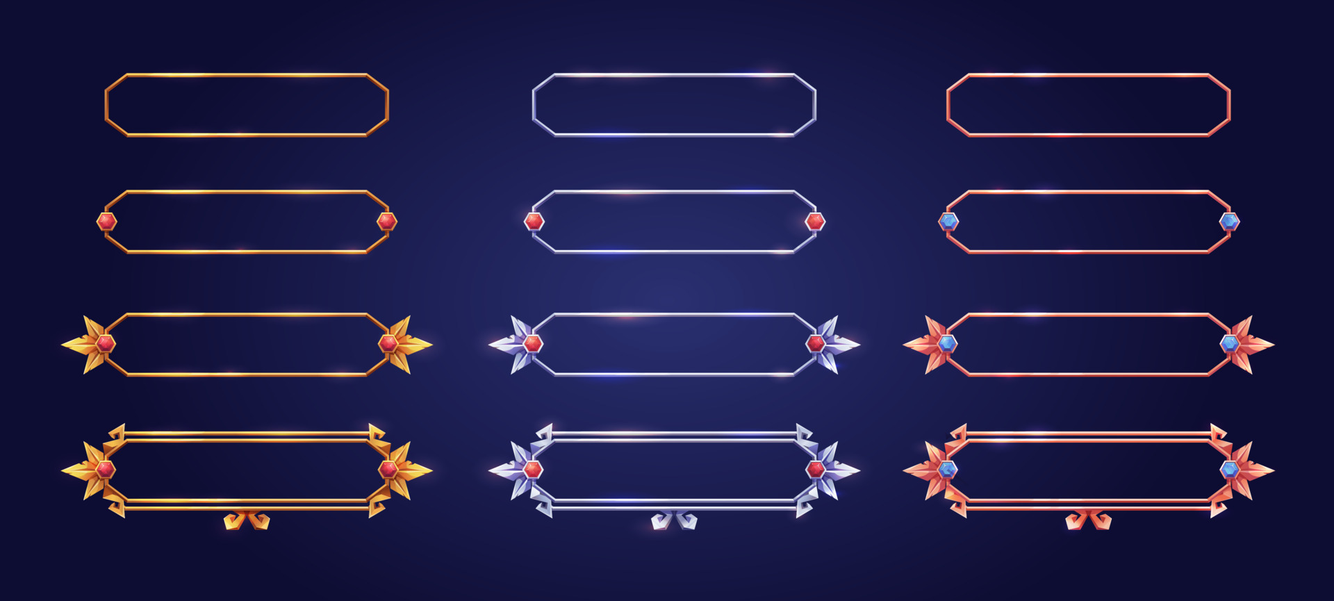 Empty Rectangle Game Frames In Medieval Style 20867920 Vector Art At Vecteezy