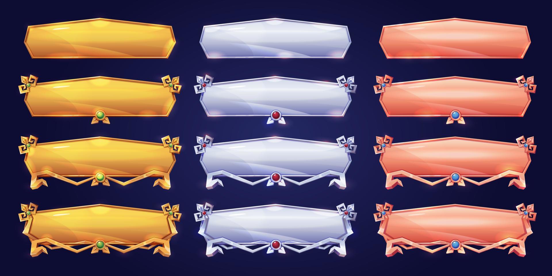 Medieval golden buttons, ui game menu elements 20869122 Vector Art at Vecteezy