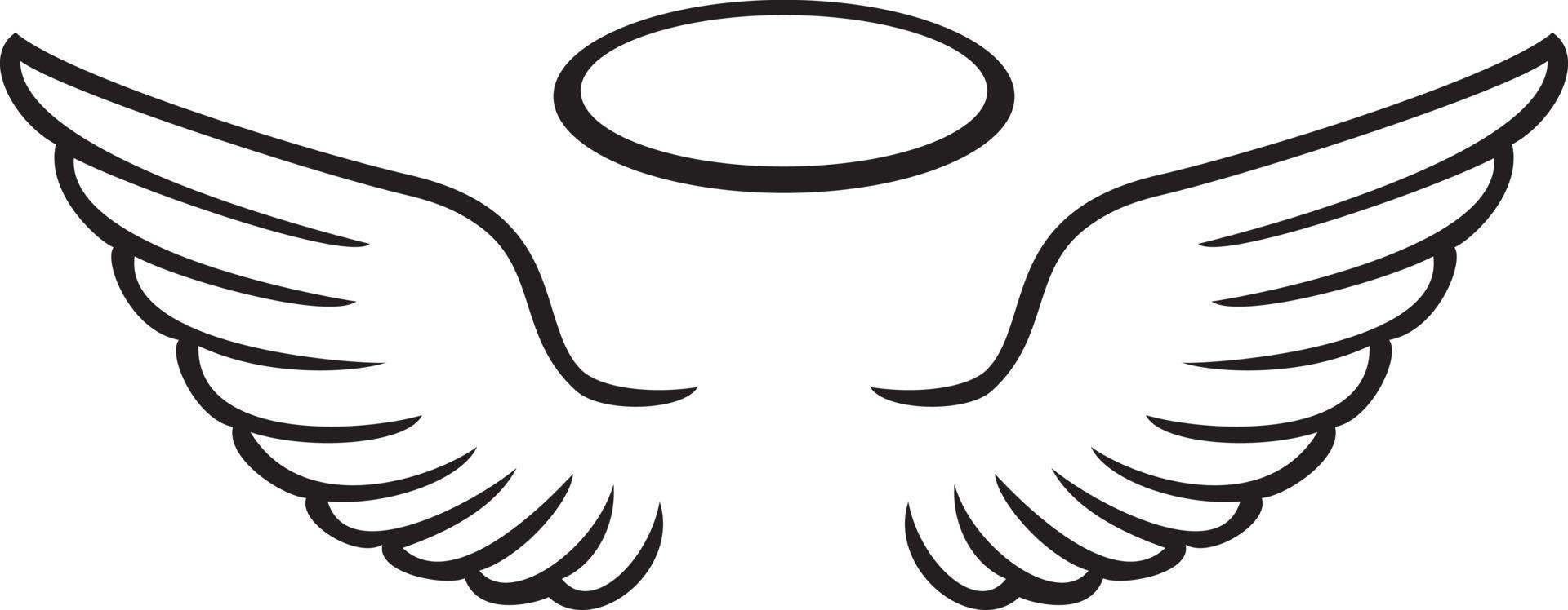 Angel Wings and Halo Black and White. Vector illustration 20872352 Vector Art at Vecteezy