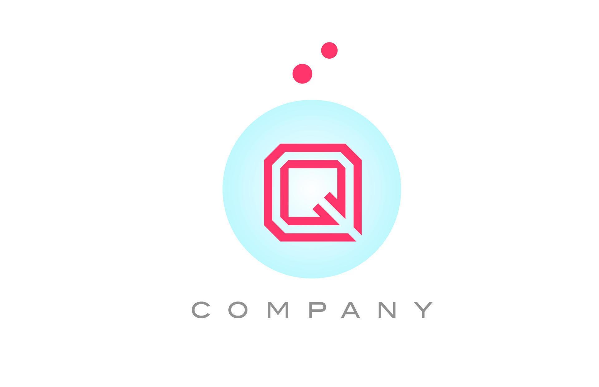 Blue Pink Q Alphabet Letter Logo Icon Design With Dots Creative Template For Business And