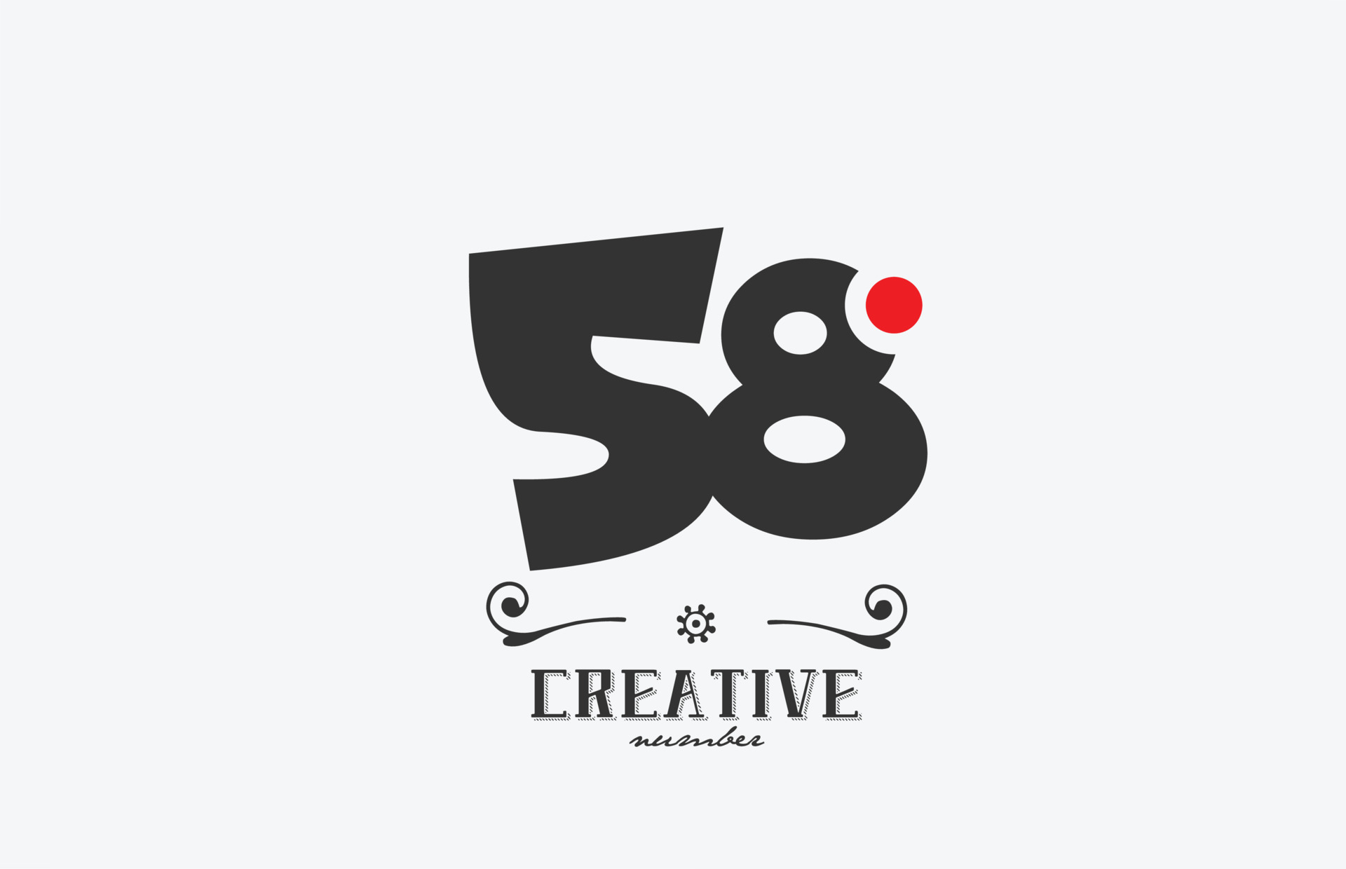 grey 58 number logo icon design with red dot. Creative template for company and business ...