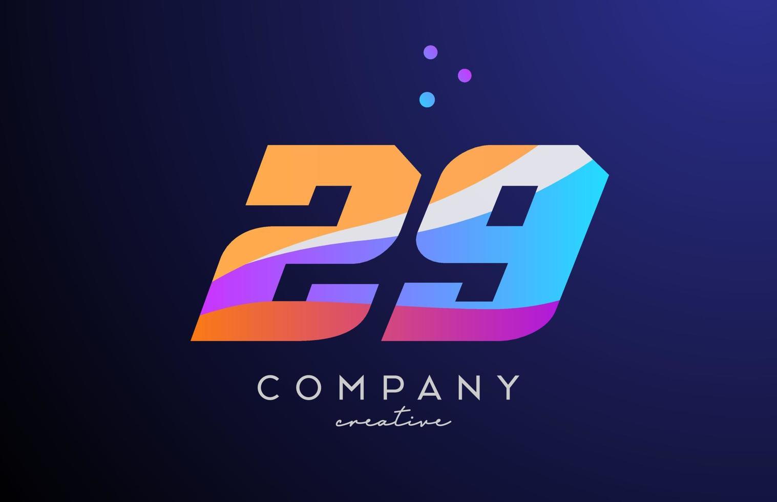 Colored Number 29 Logo Icon With Dots Yellow Blue Pink Template Design