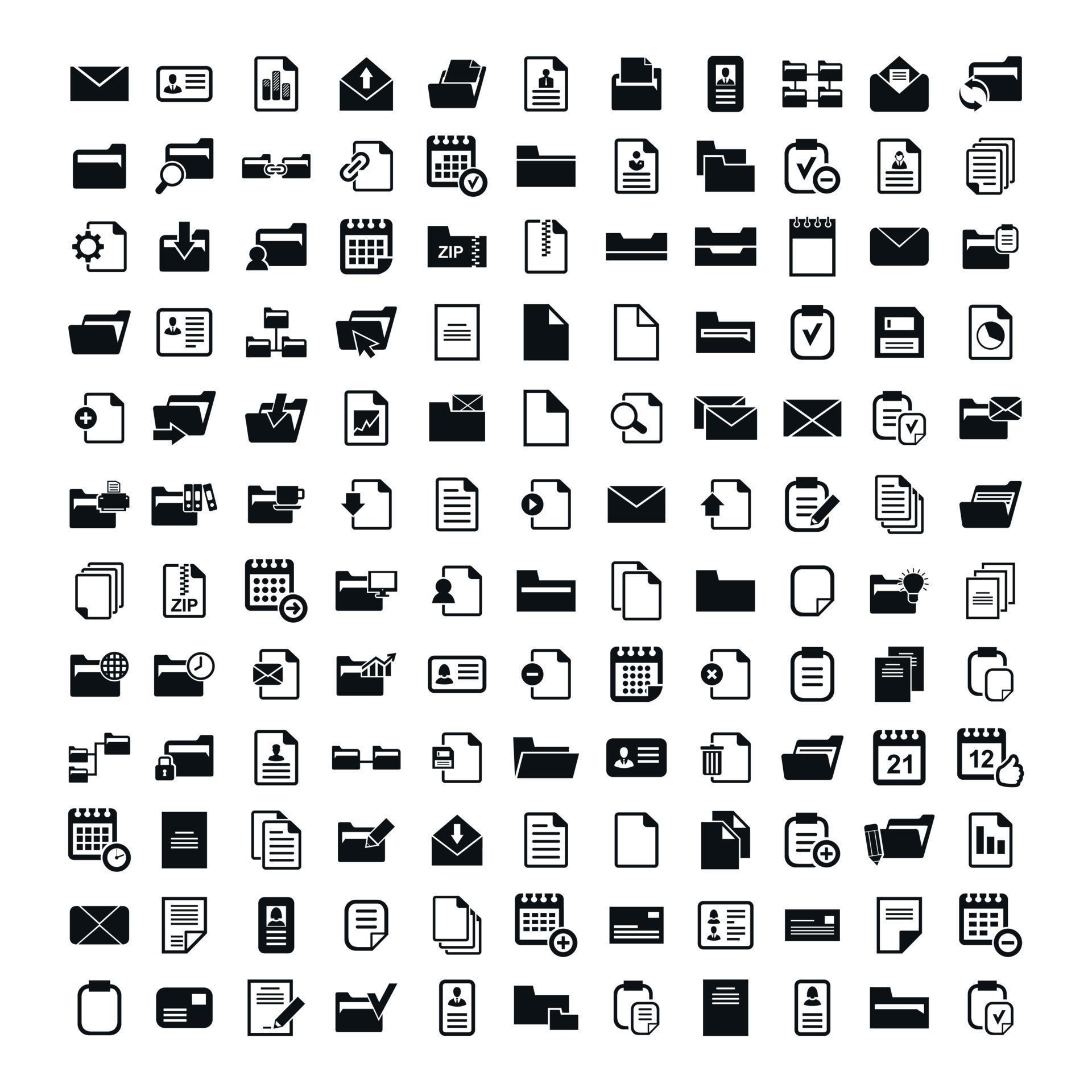 Set of icons on a theme the files and folders. Vector illustration ...
