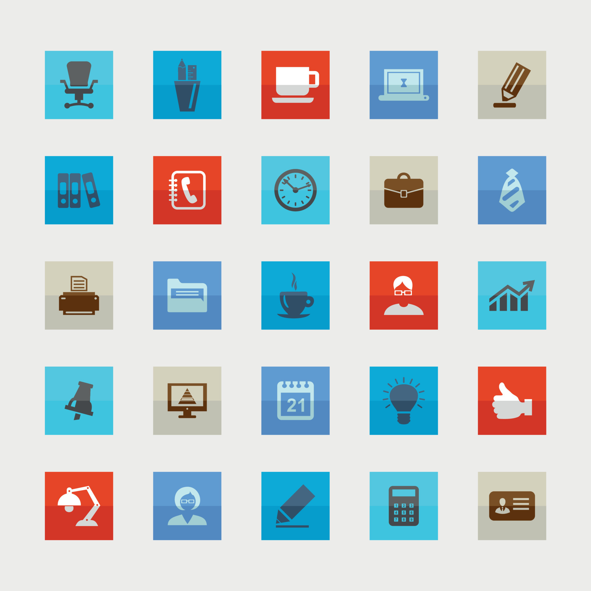 Set of icons on a theme the files and folders. Vector illustration ...