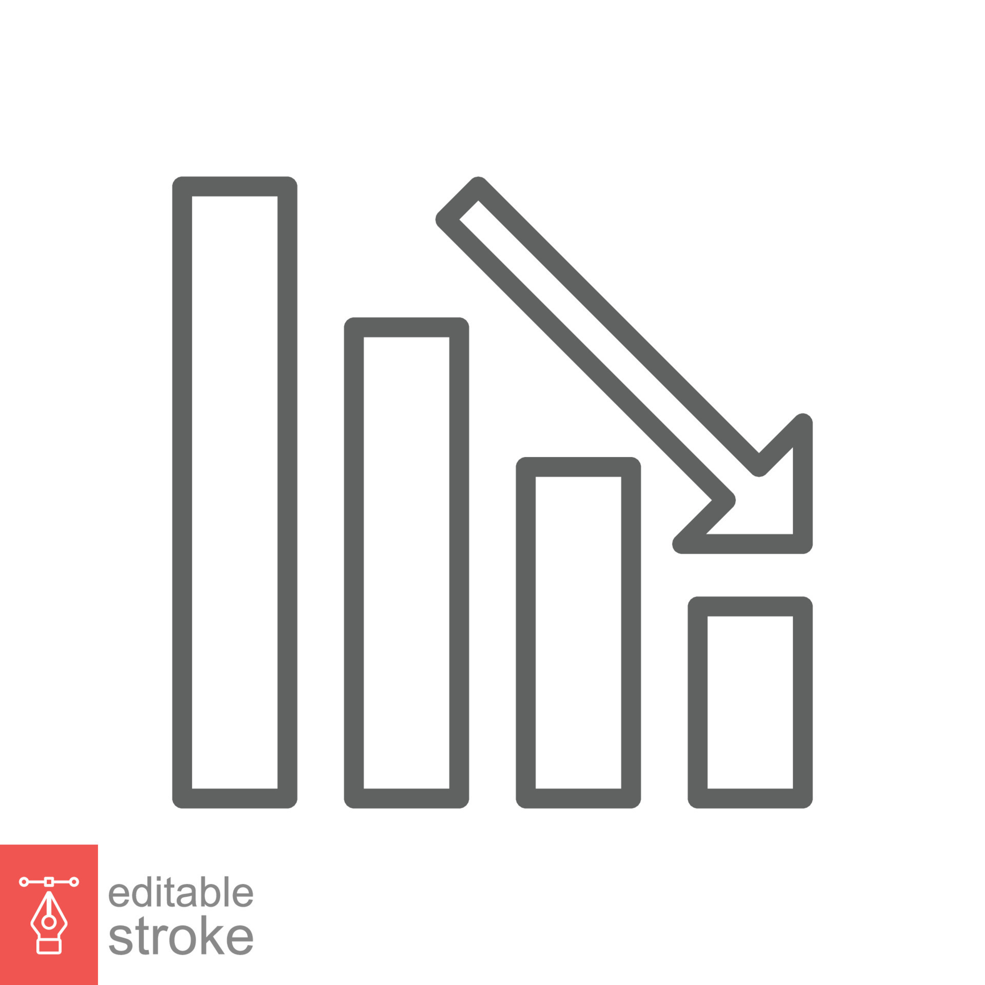 Graph down, reduce progress line icon. Simple outline style efficiency ... Graph down, reduce progress line icon. Simple outline style efficiency ...