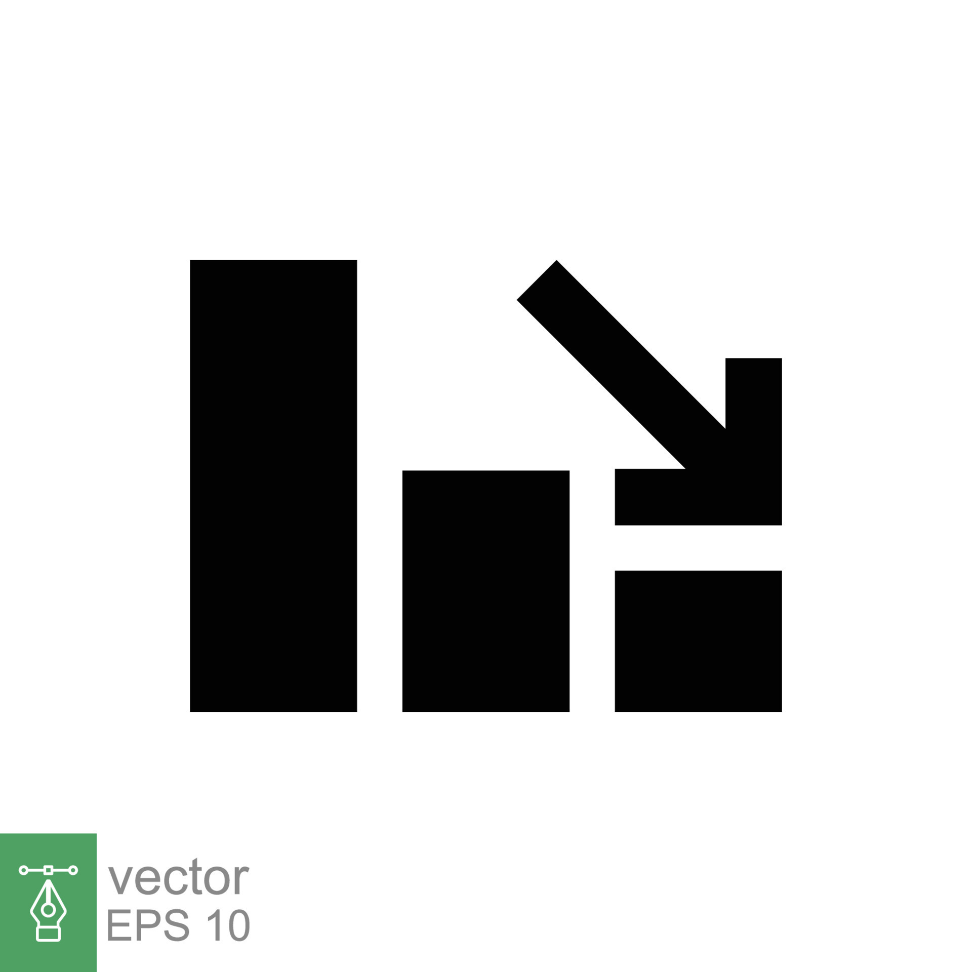 Graph down, reduce progress glyph icon. Simple solid style efficiency ...