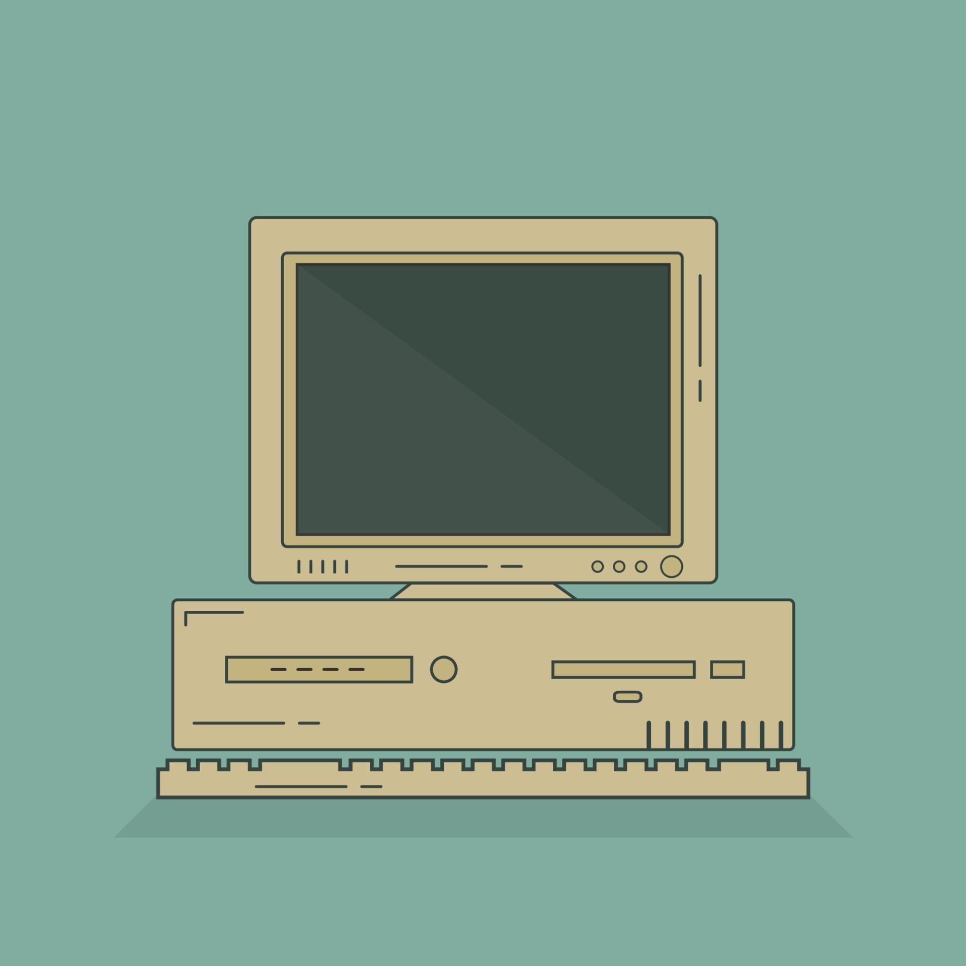 illustration of a retro computer old 90s 80s computer nostalgia ...