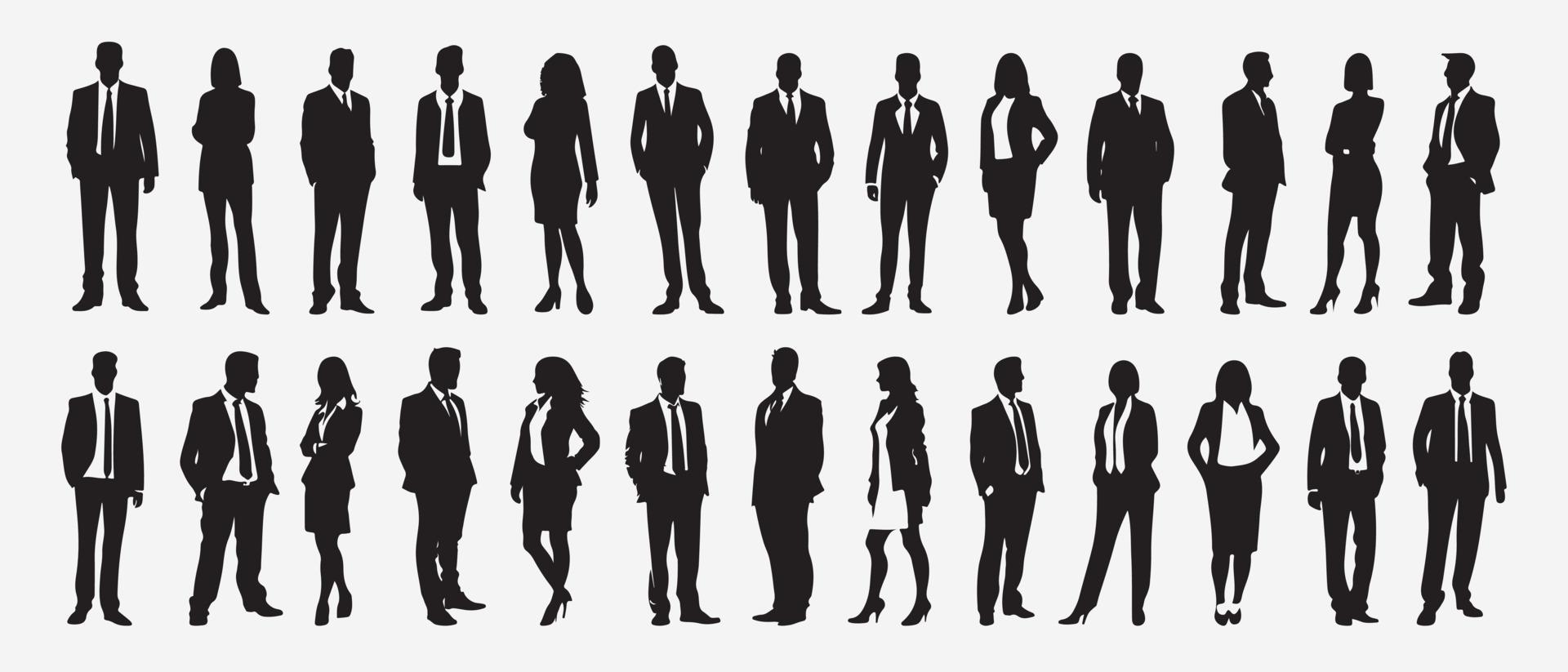 Business People Silhouette Set Business Man And Woman Silhouettes