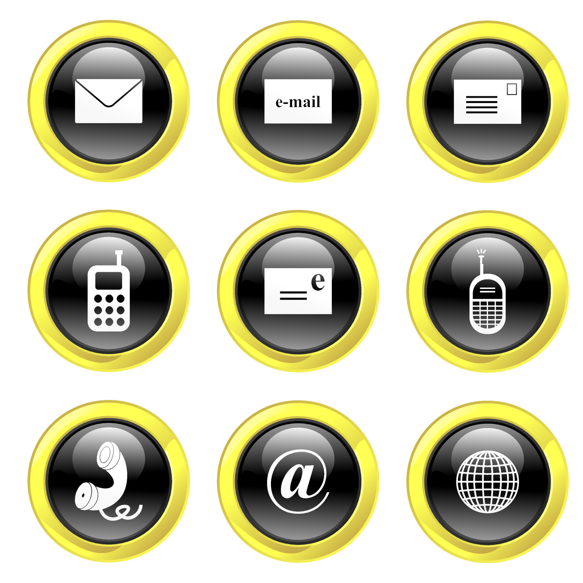 Glassy Black And Gold Communication Buttons 20898588 Vector Art At Vecteezy