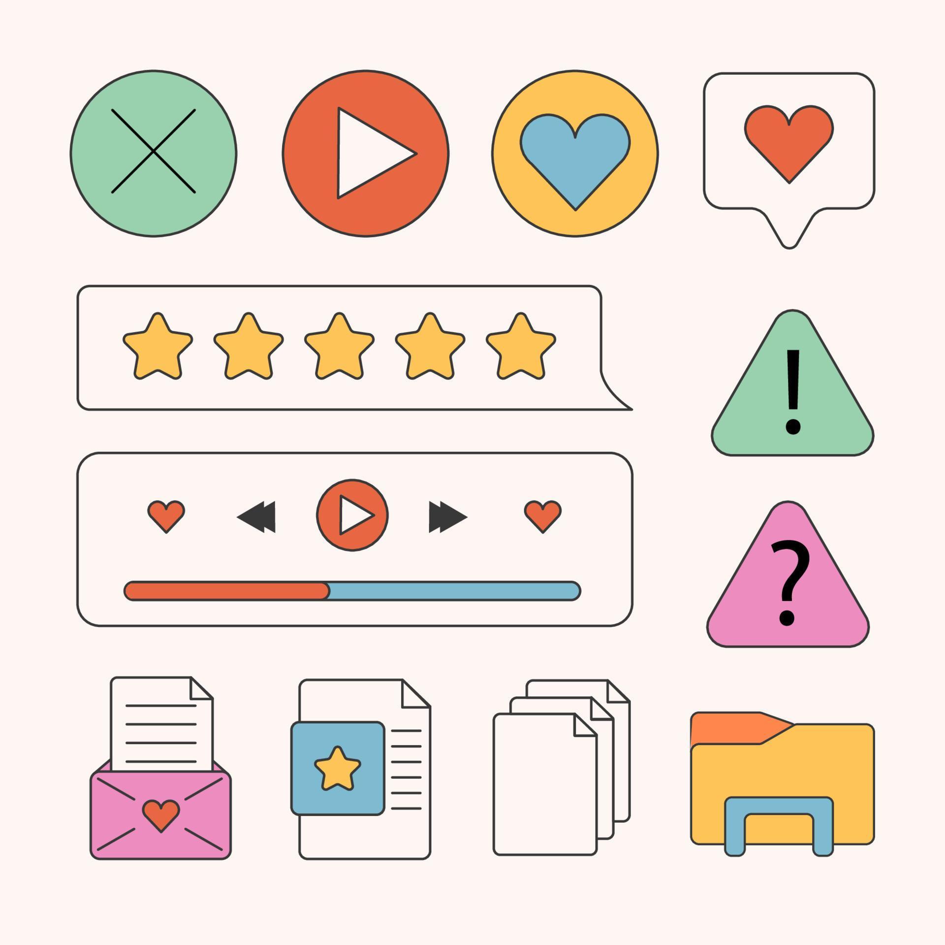 Set Of Retro Stickers 90s Retro Vaporwave Old Desktop User Interface