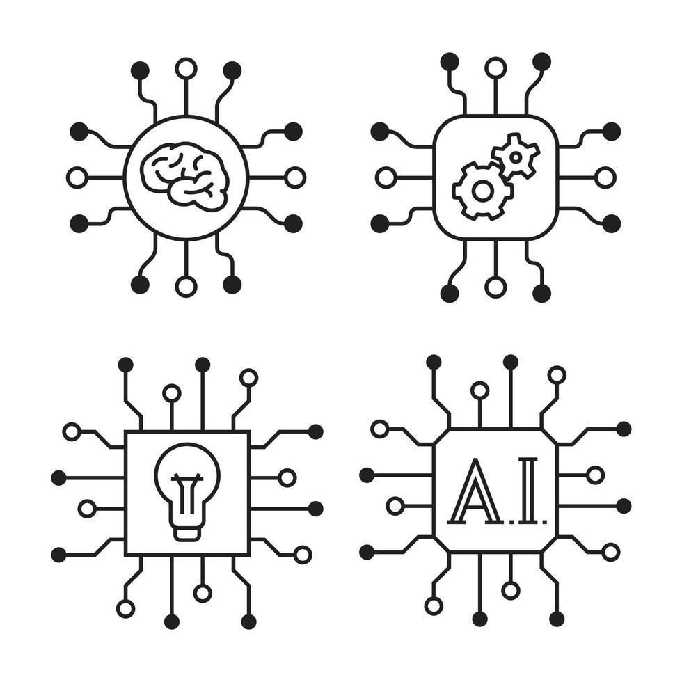 Processor, chip, hardware, SoC Icon Set. outline computer component ...
