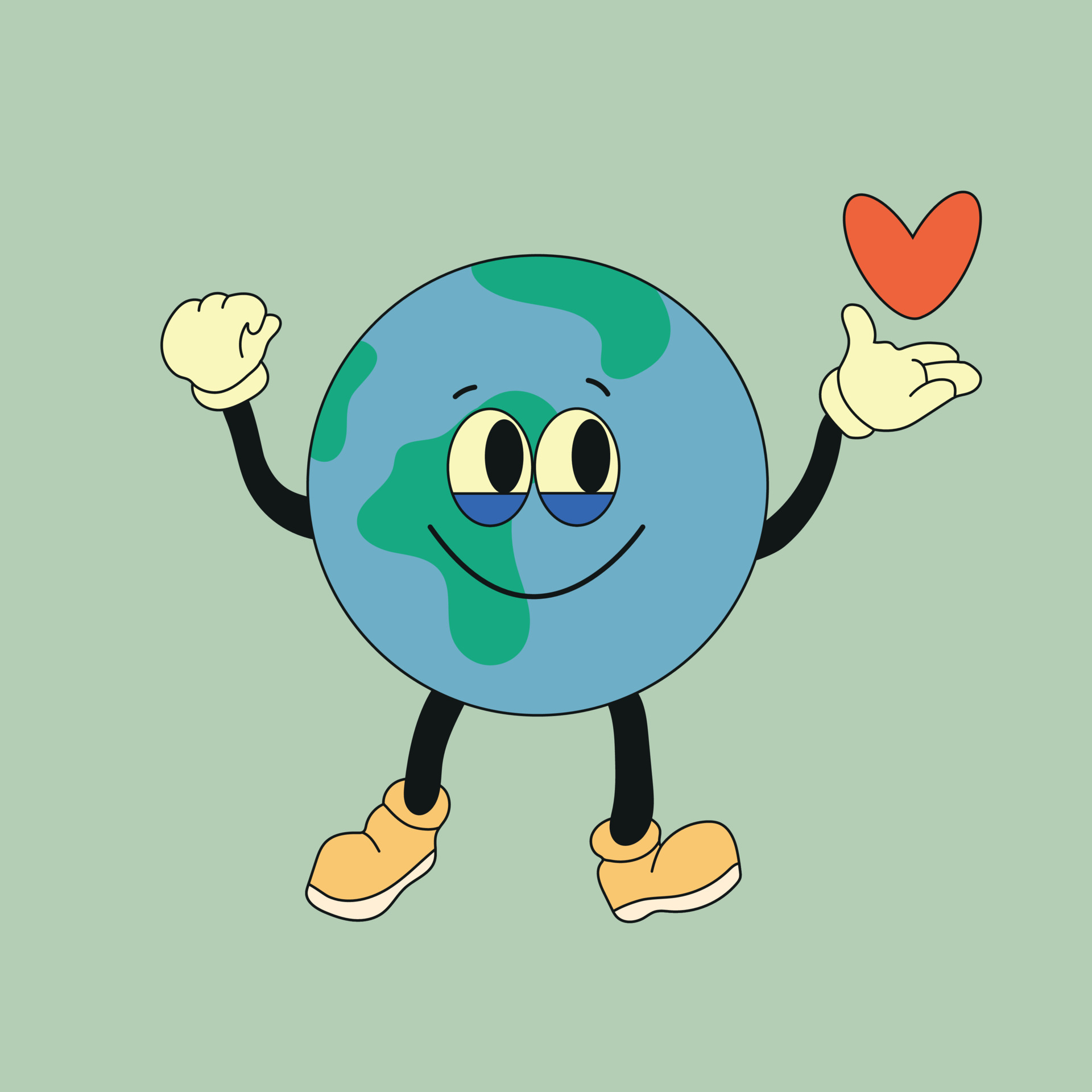 Cute planet earth character. Cute earth globe with emotions, face, arms ...
