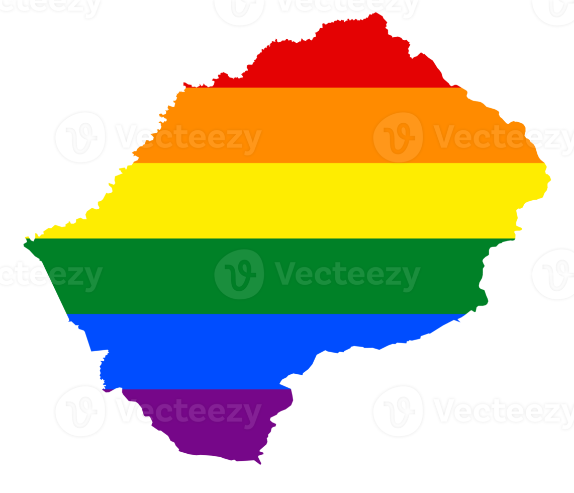 Lgbt Flag Map Of The Lesotho Png Rainbow Map Of The Lesotho In Colors