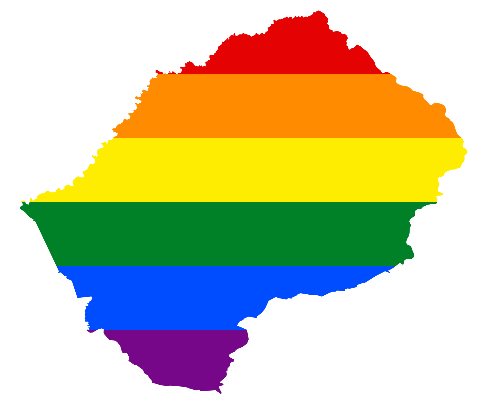 Lgbt Flag Map Of The Lesotho Png Rainbow Map Of The Lesotho In Colors