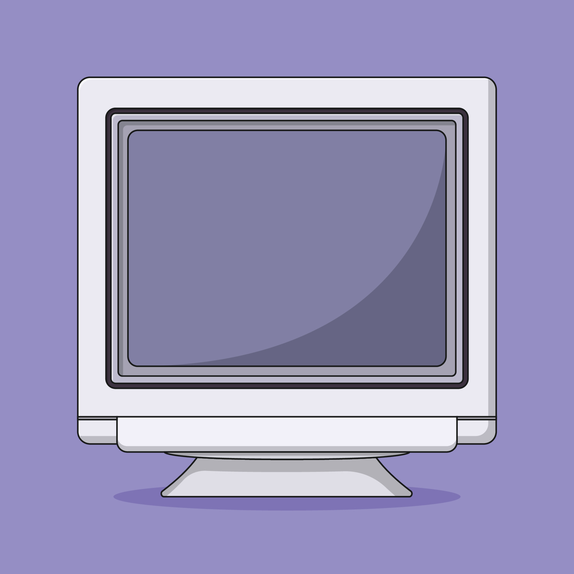 CRT Monitor Vector Icon Illustration with Outline for Design Element ... CRT Monitor Vector Icon Illustration with Outline for Design Element ...