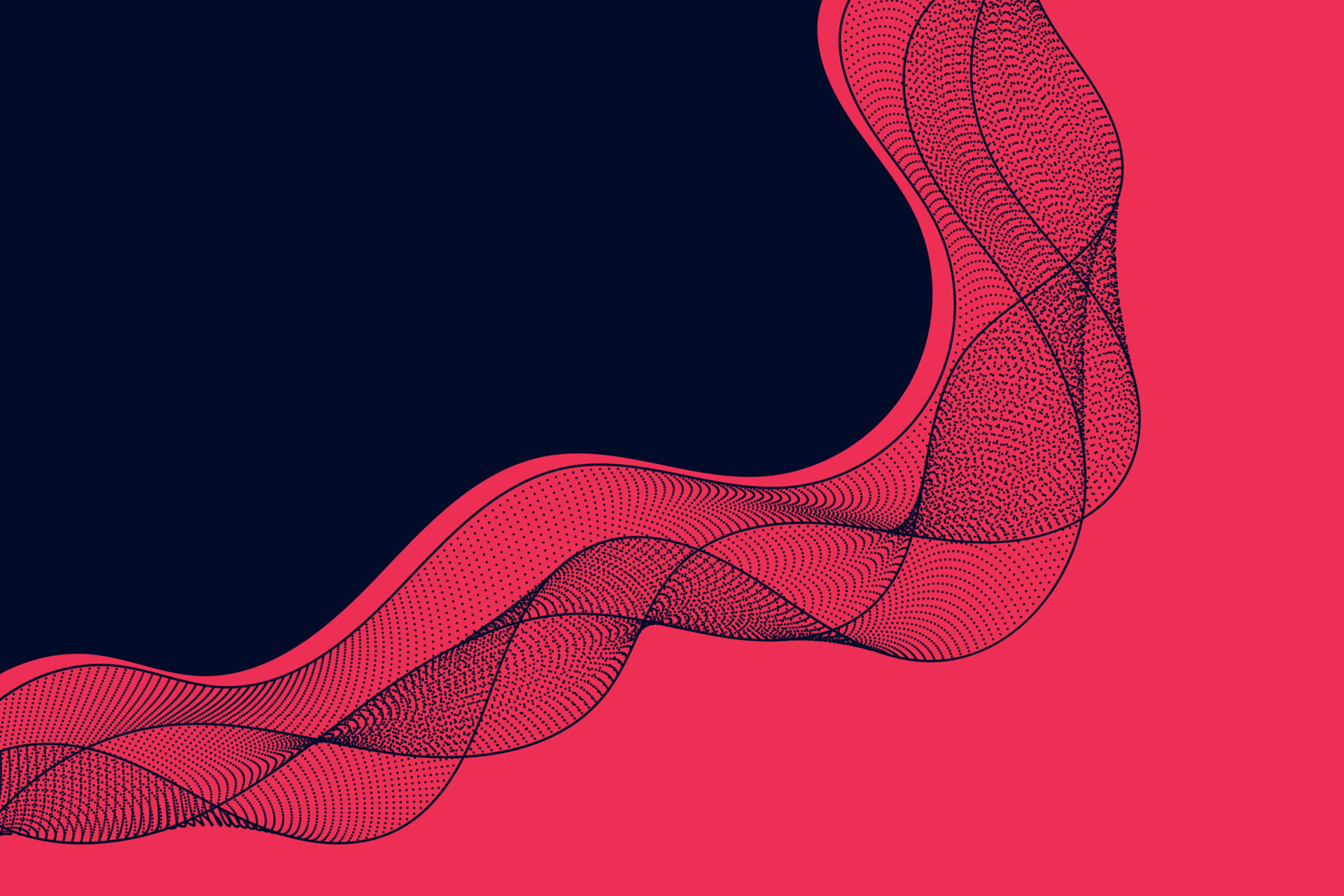 Abstract Red Waves With Dynamic Contour Lines And Wavy Particles On Black Backdrop Design