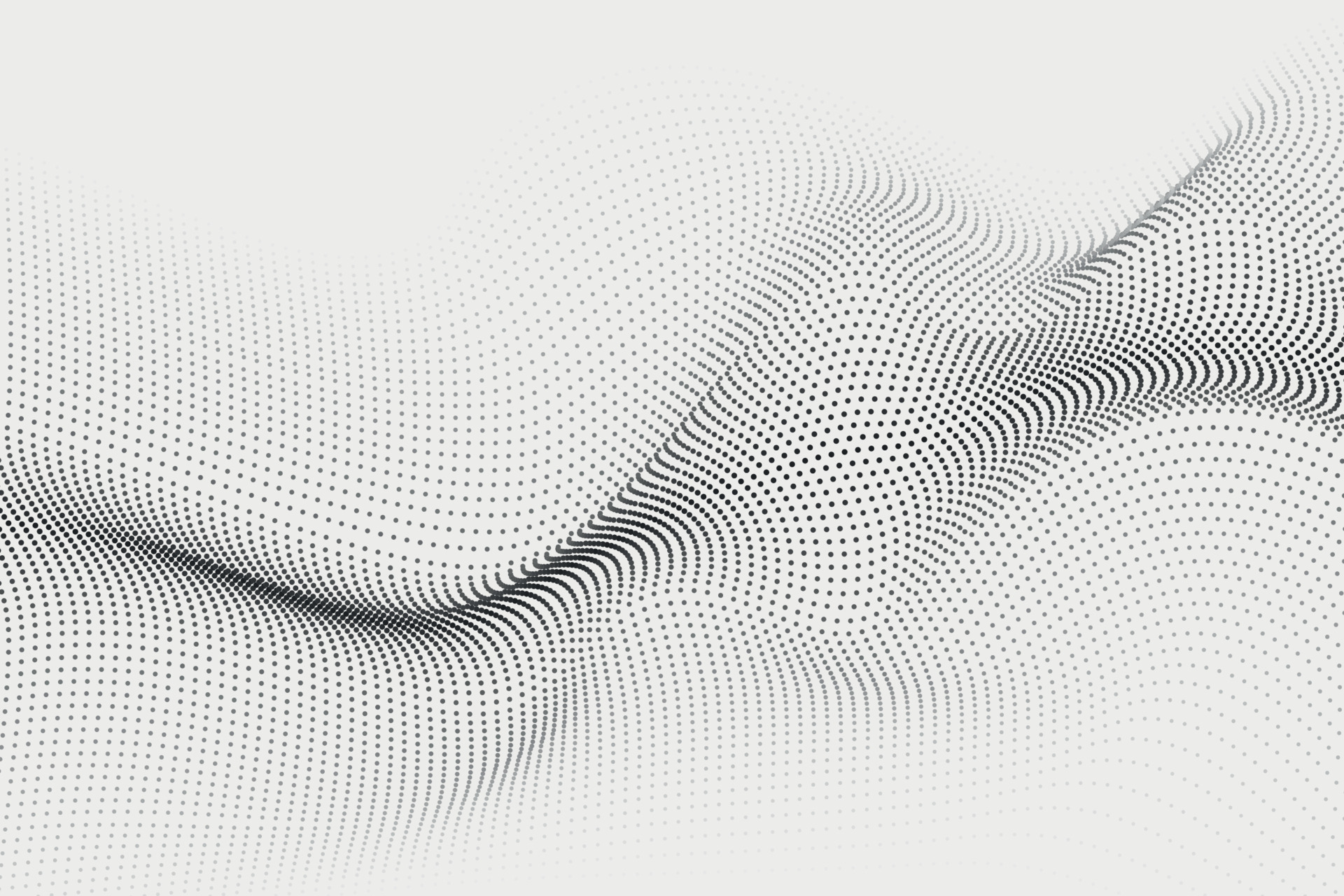 Abstract futuristic wave particles on white background. Science dynamic ...