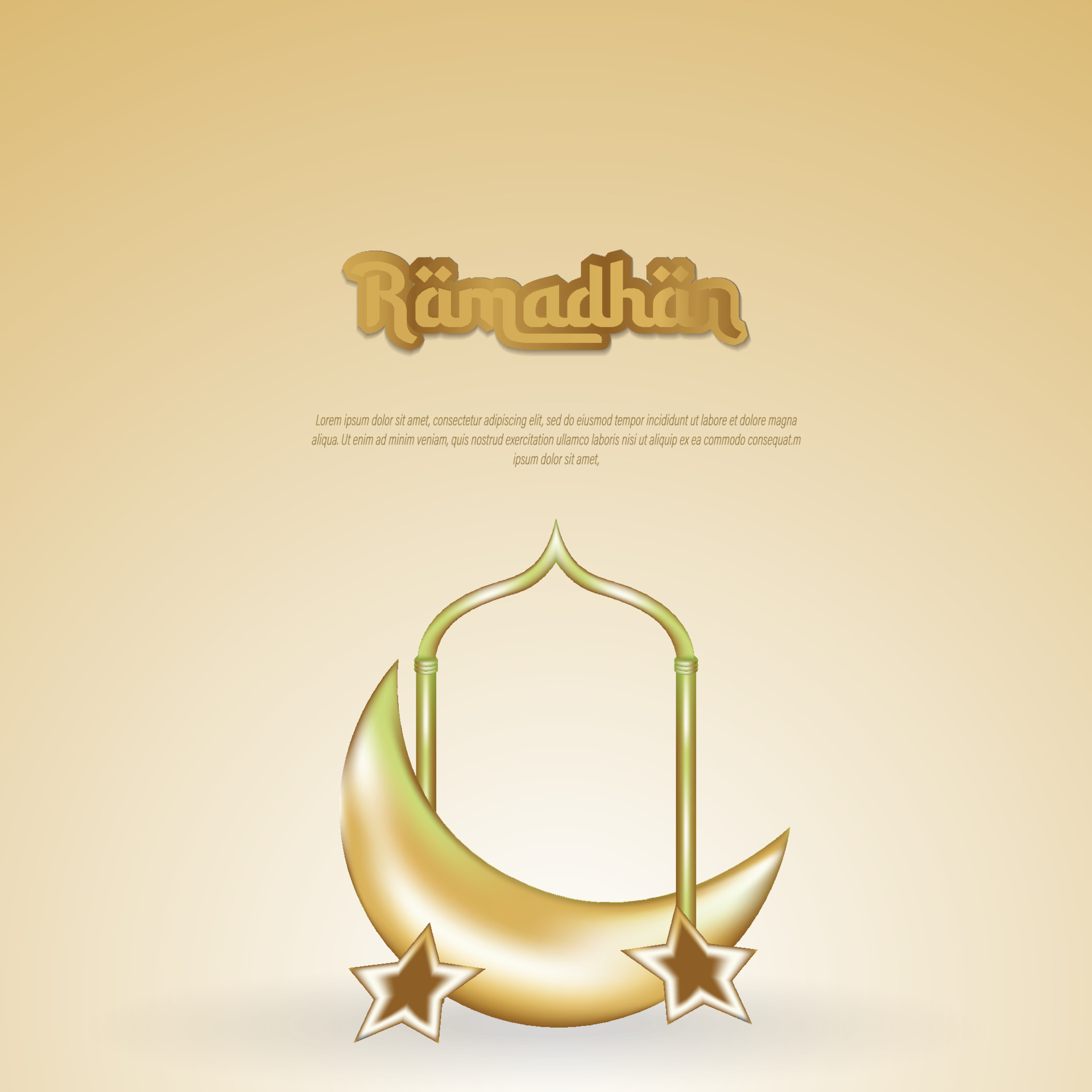 Aesthetic ramadan kareem design with blurry elements, windows, 3d gold ...