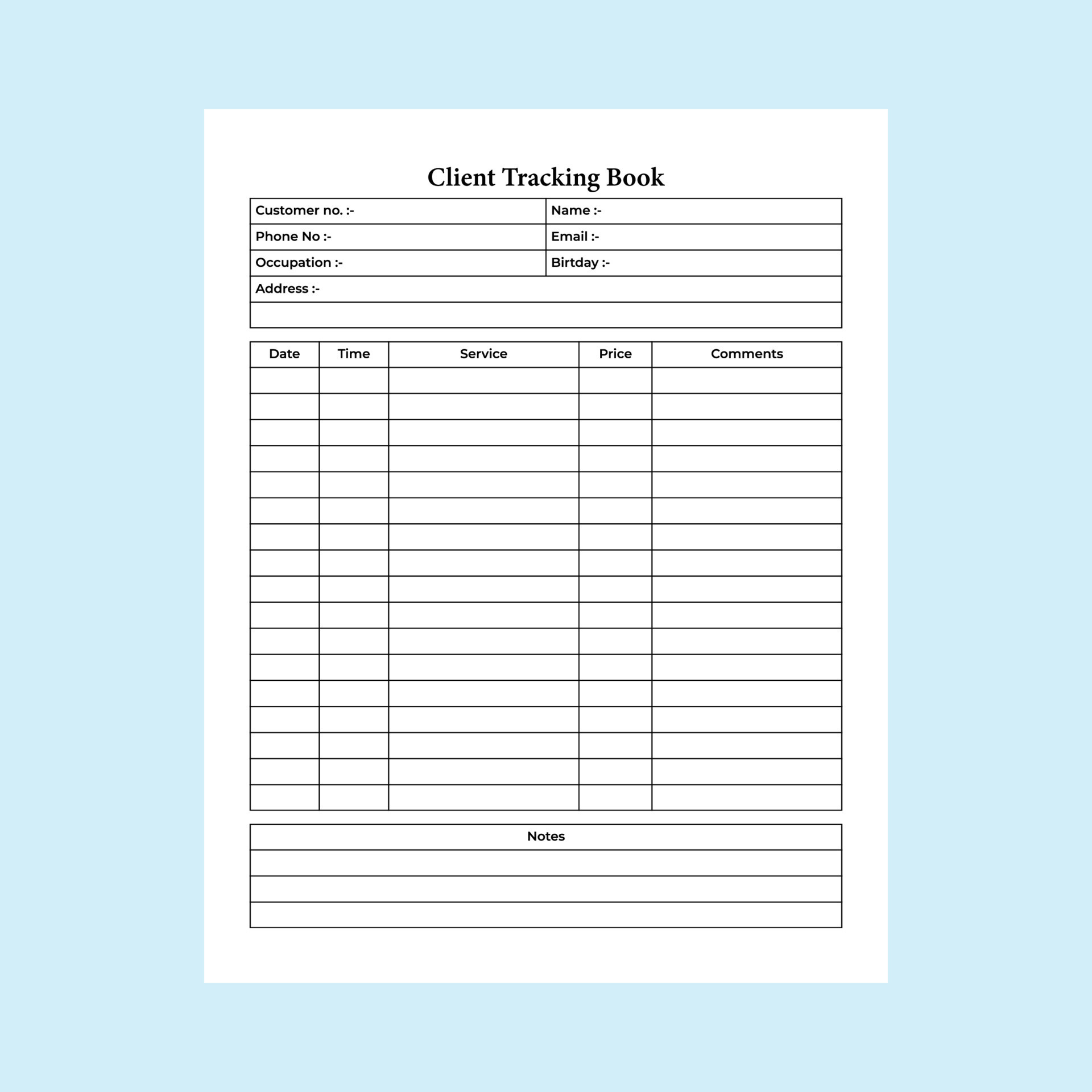Client tracking journal interior. Business client information and ... Client tracking journal interior. Business client information and ...