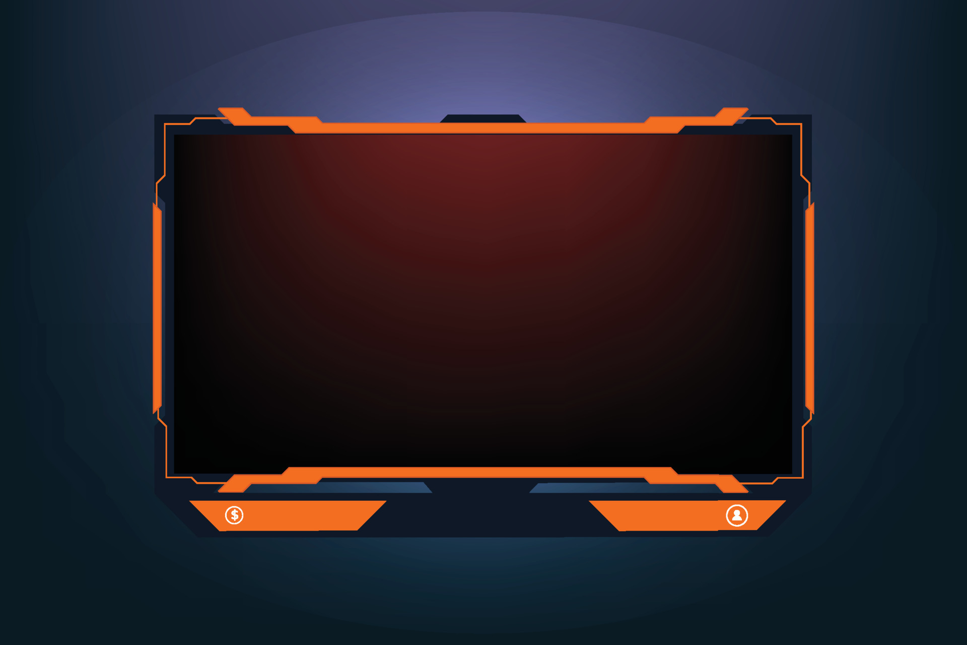 Creative Display Frame Border Decoration With Orange Color Shapes And