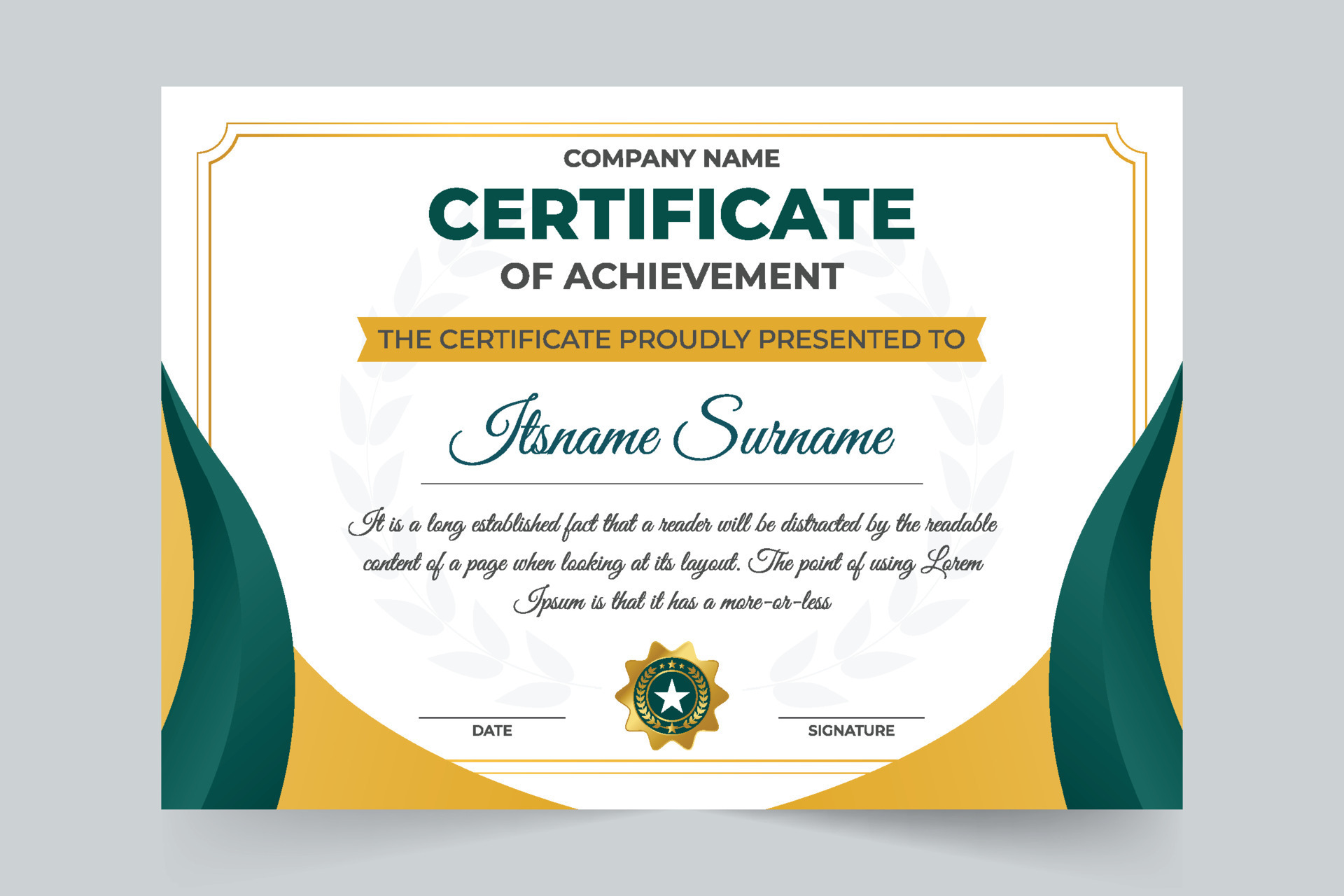 Certificate of achievement and diploma design with golden and green ... Certificate of achievement and diploma design with golden and green ...