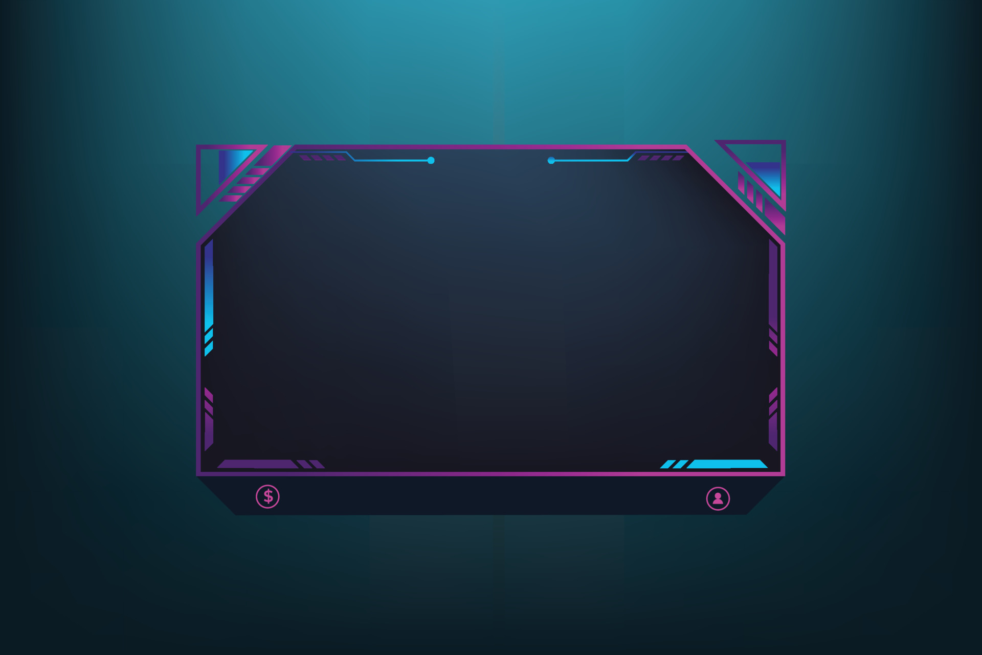 Digital Online Gaming Overlay Design With Modern Abstract Shapes And Dark Screen Panels