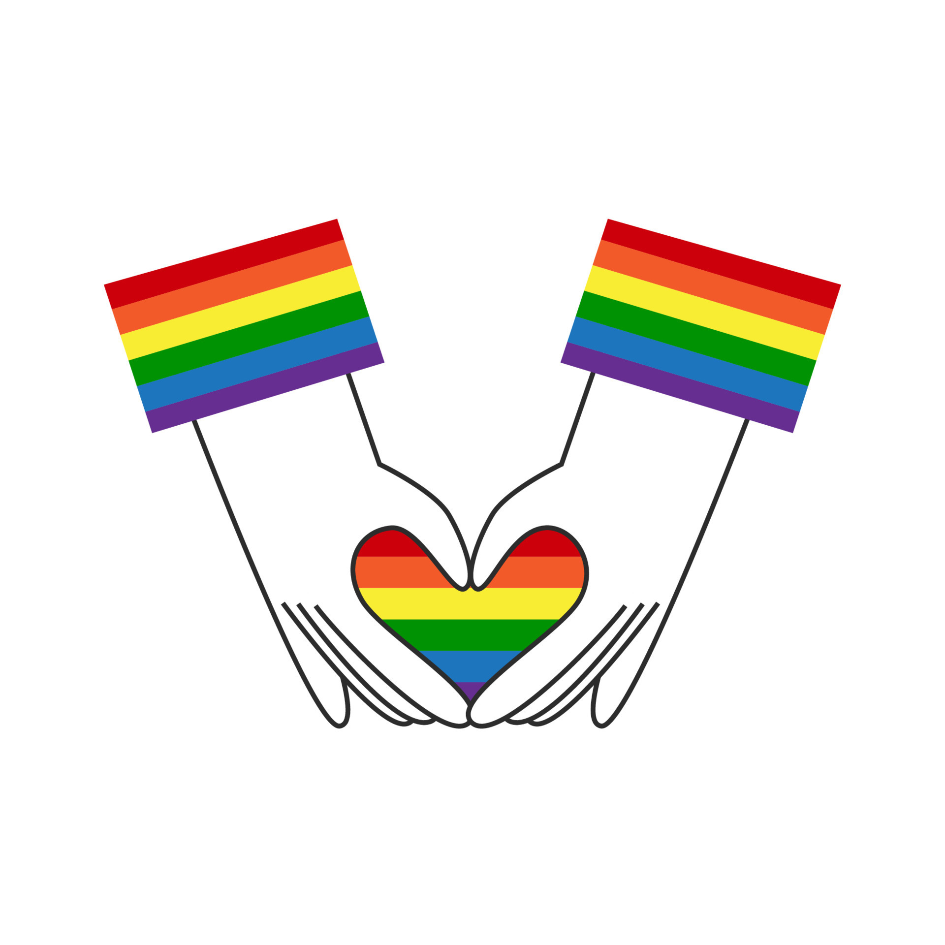 Manos Hacer Arco Iris Corazón Forma Gay Lgbt Bandera Símbolo Contento