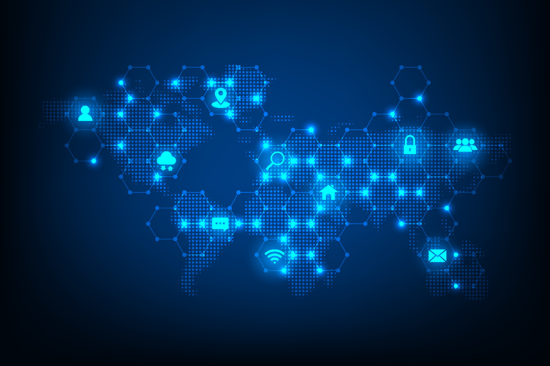 Vector World Map And Icon Social Media Network Connection Concept Social Network Communication