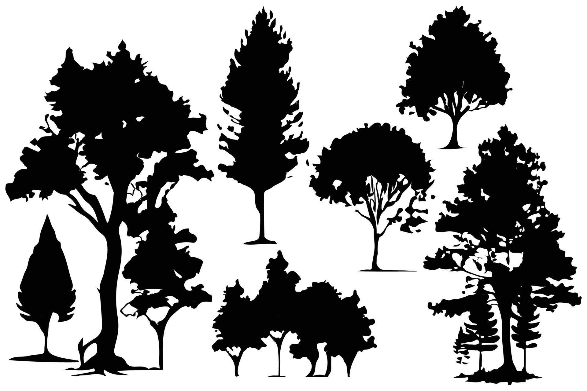 trees and forest silhouettes set isolated vector illustration 20920082 ...