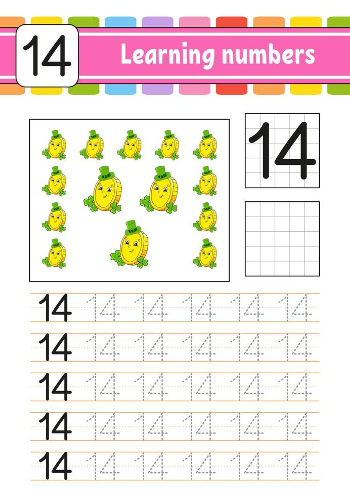 Trace and write numbers. Handwriting practice. Learning numbers for ...