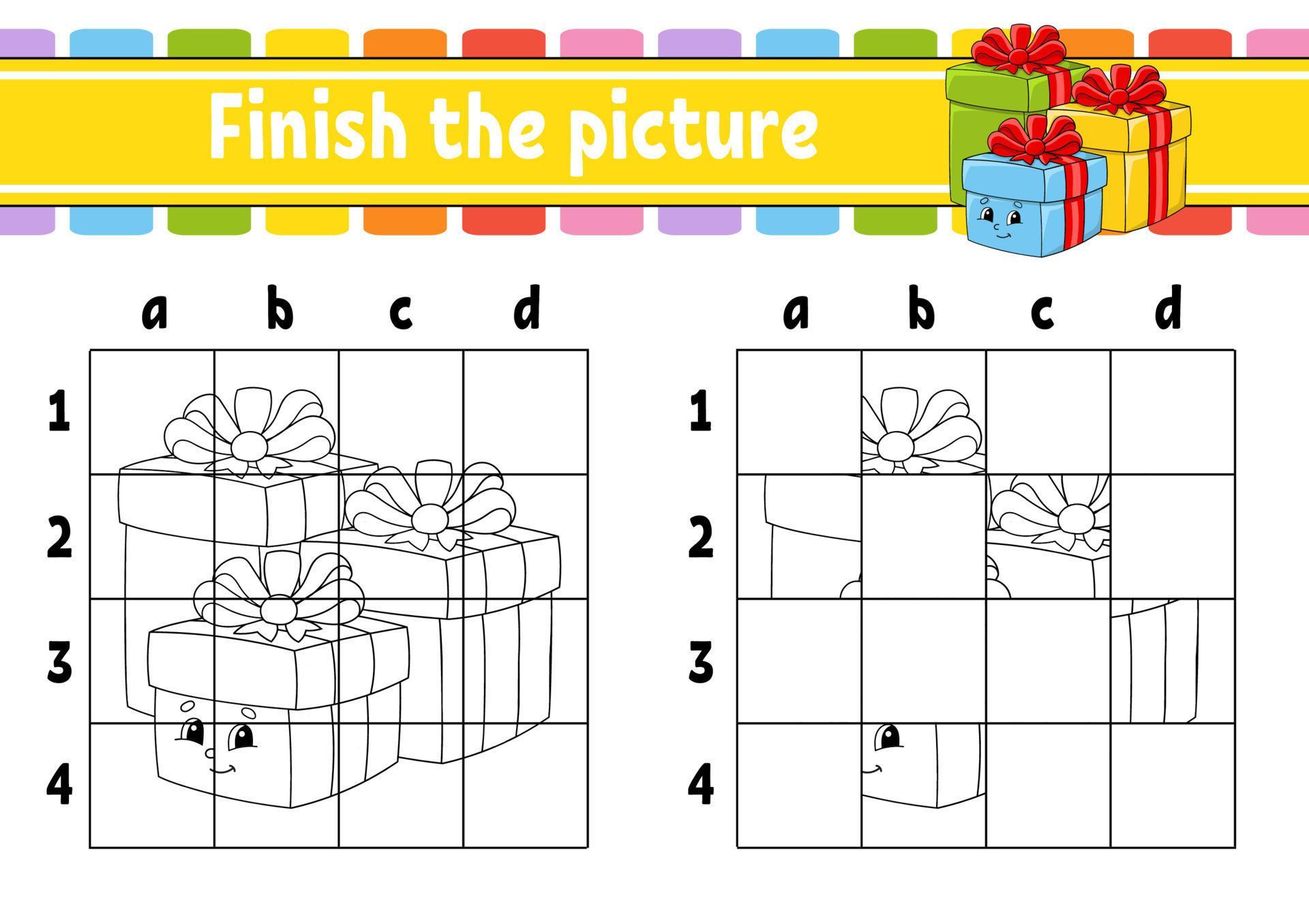 Finish the picture. Coloring book pages for kids. Education developing ...