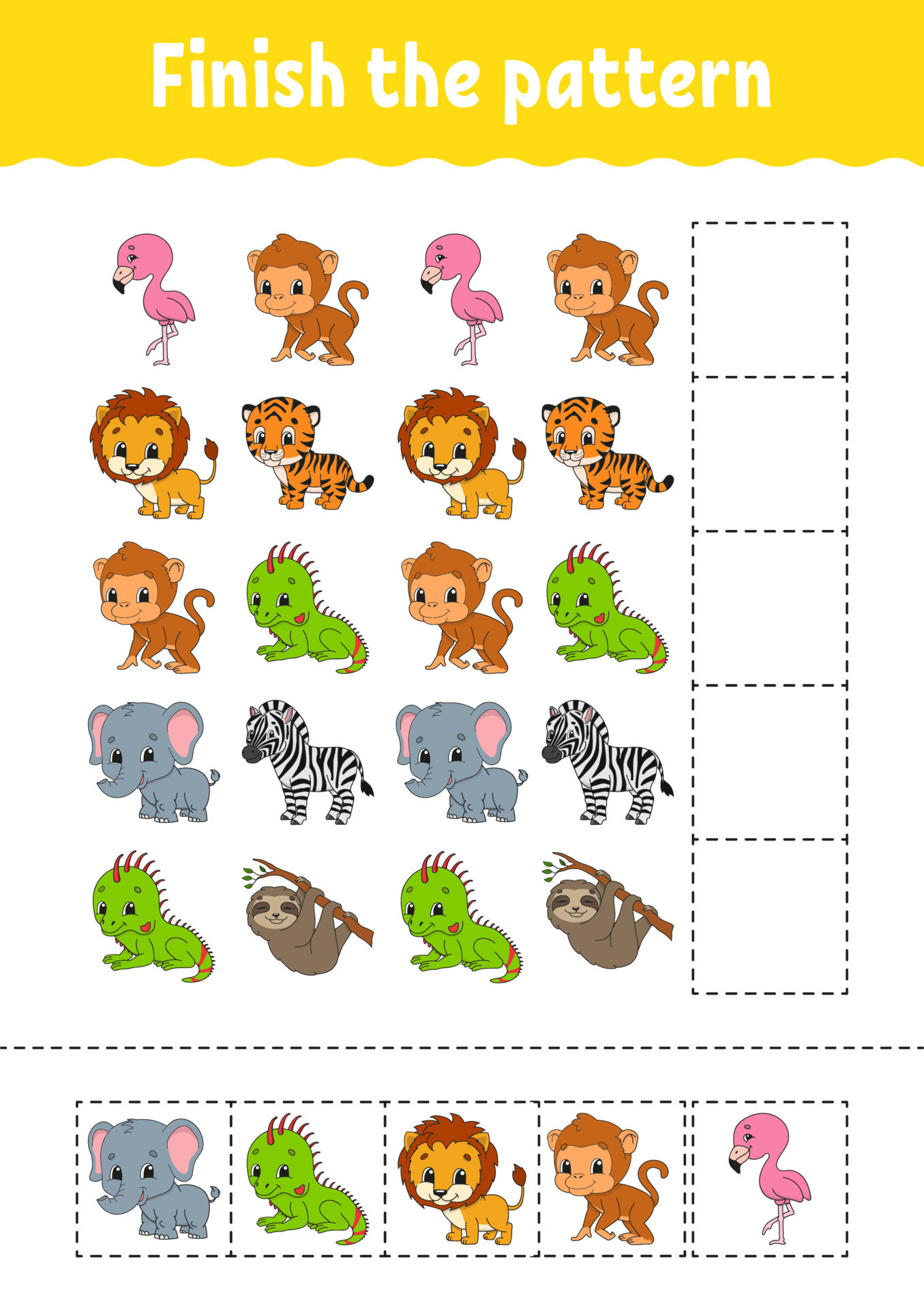 Finish the pattern. Cut and play. Education developing worksheet ...