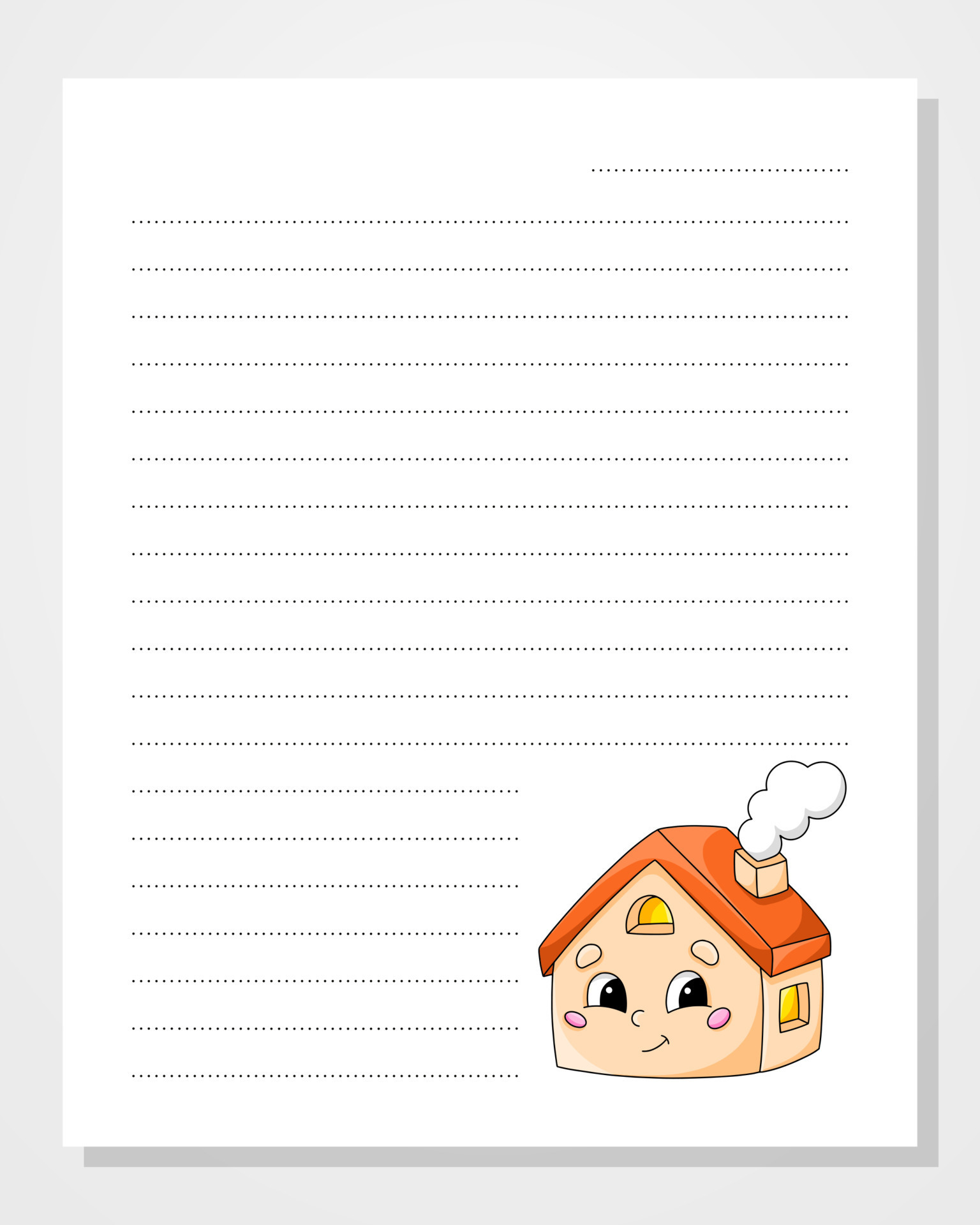 Sheet Template For Notebook Notepad Diary Lined Paper With Cute Character Cartoon Style