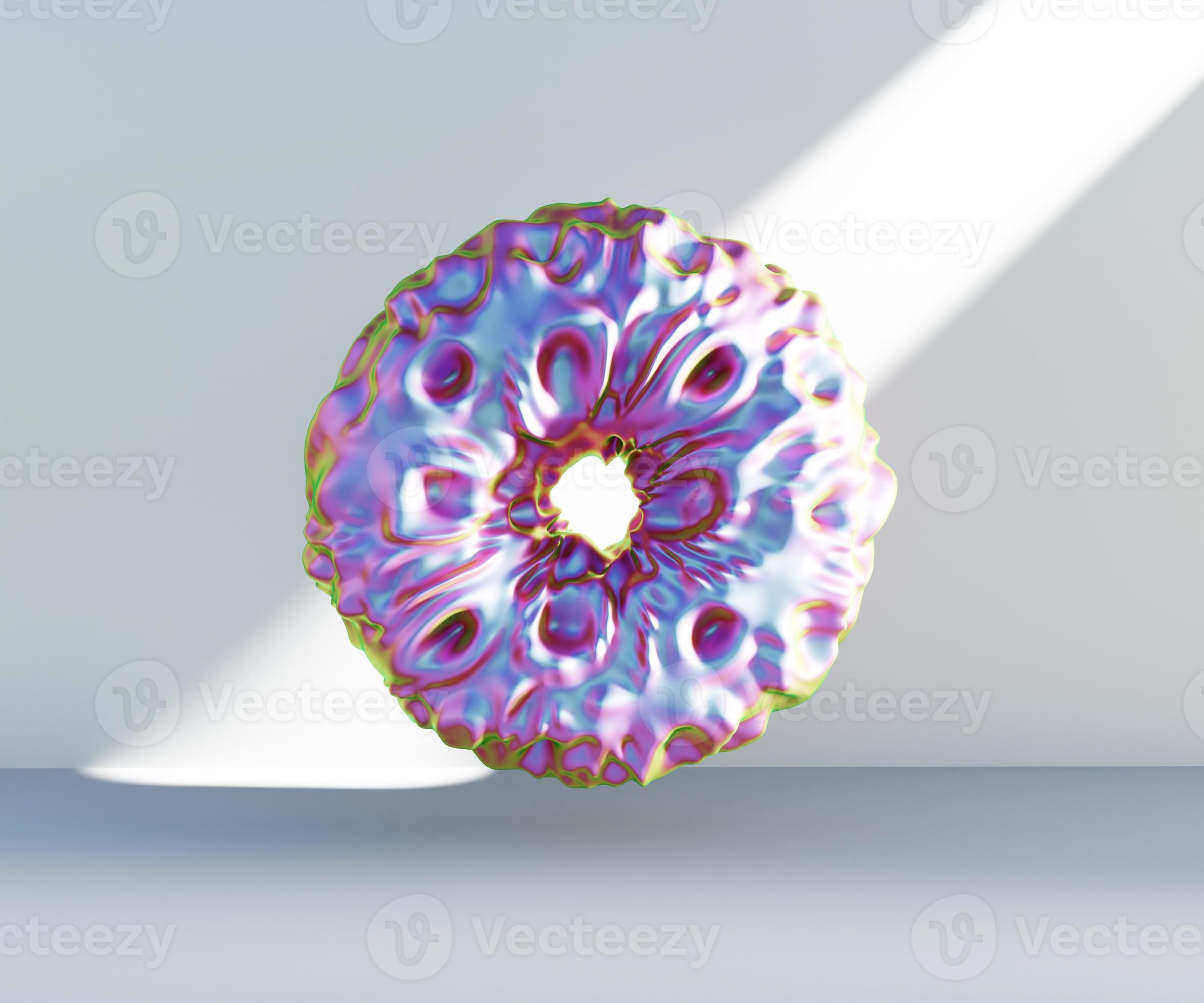 3d Render Abstract Geometric Torus Shape Cracked Surface With Hole Split Object Isolated On