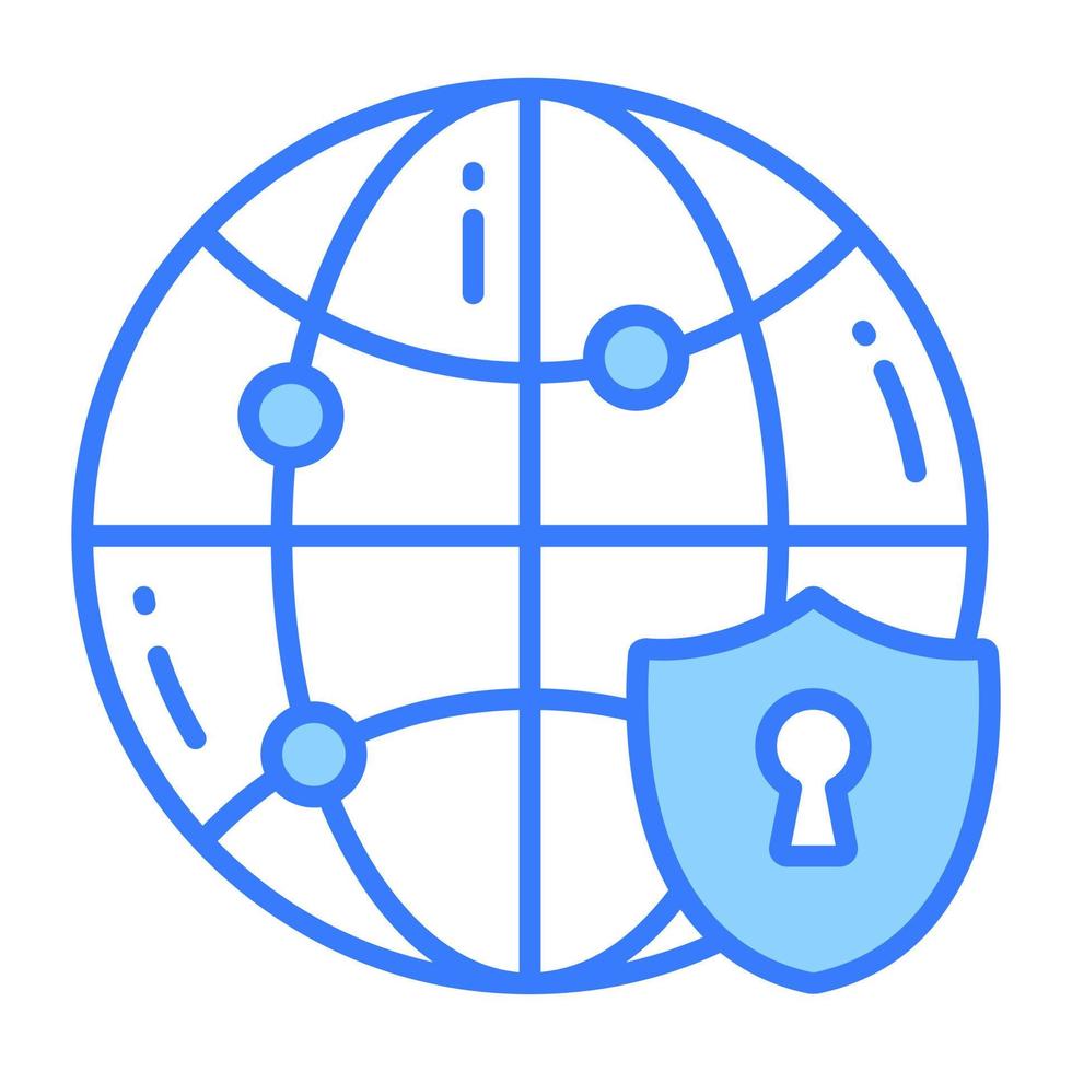 Safety Shield With Network Globe Denoting Vector Of Network Security