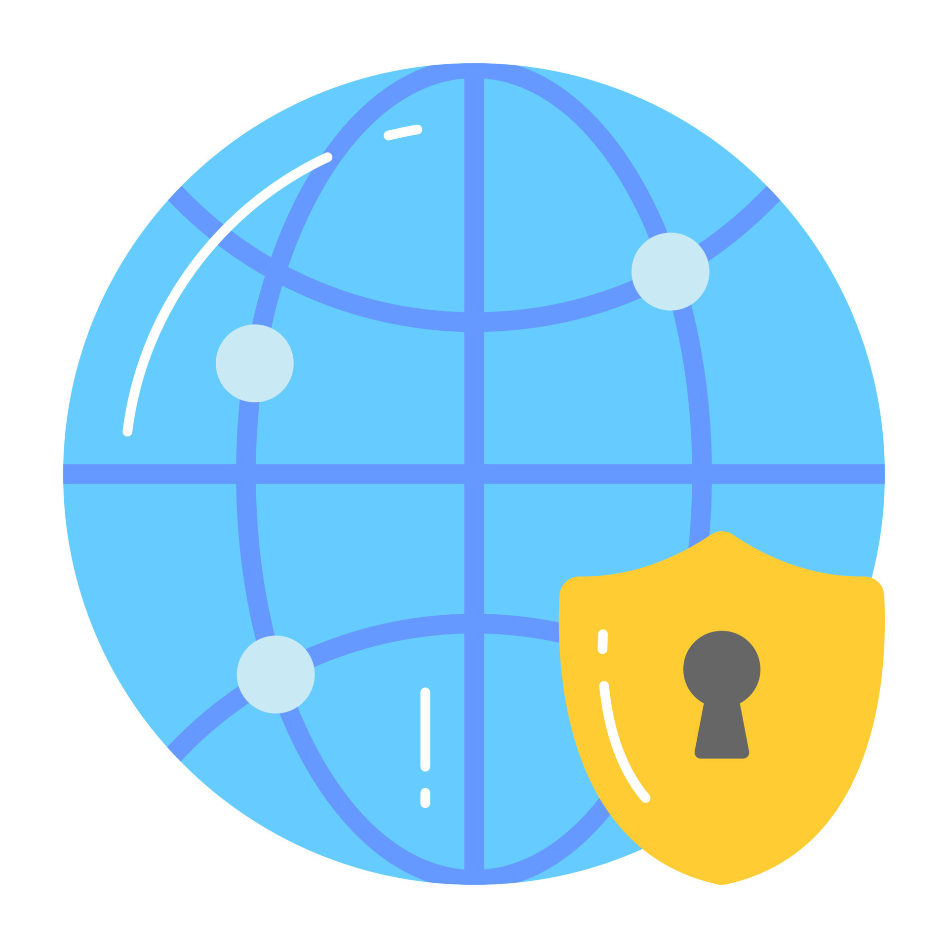 Safety Shield With Network Globe Denoting Vector Of Network Security