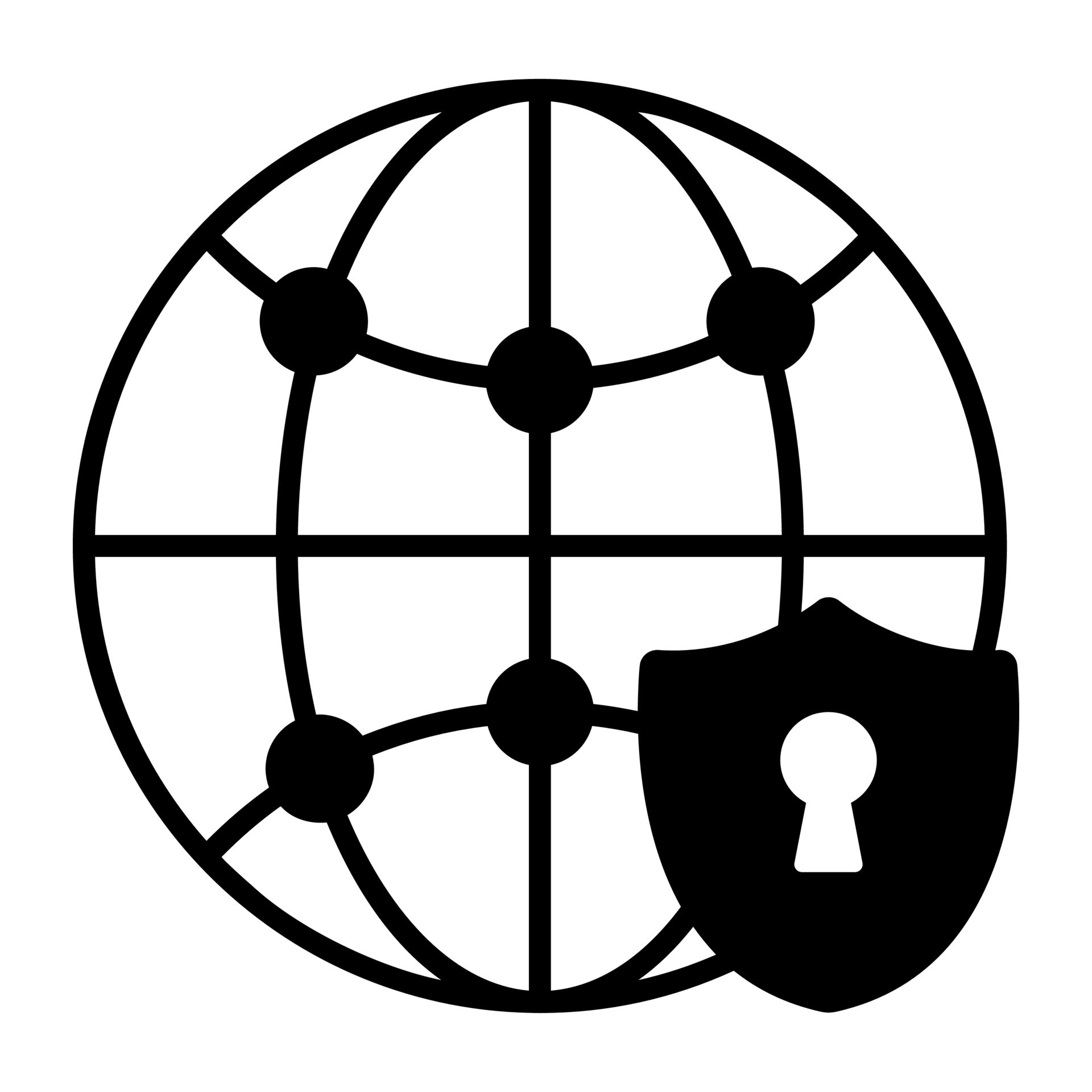 Safety Shield With Network Globe Denoting Vector Of Network Security