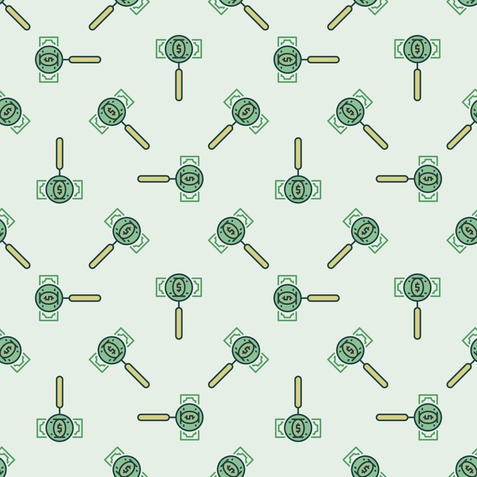 Magnifier With Banknote Vector Corruption Colored Seamless Pattern
