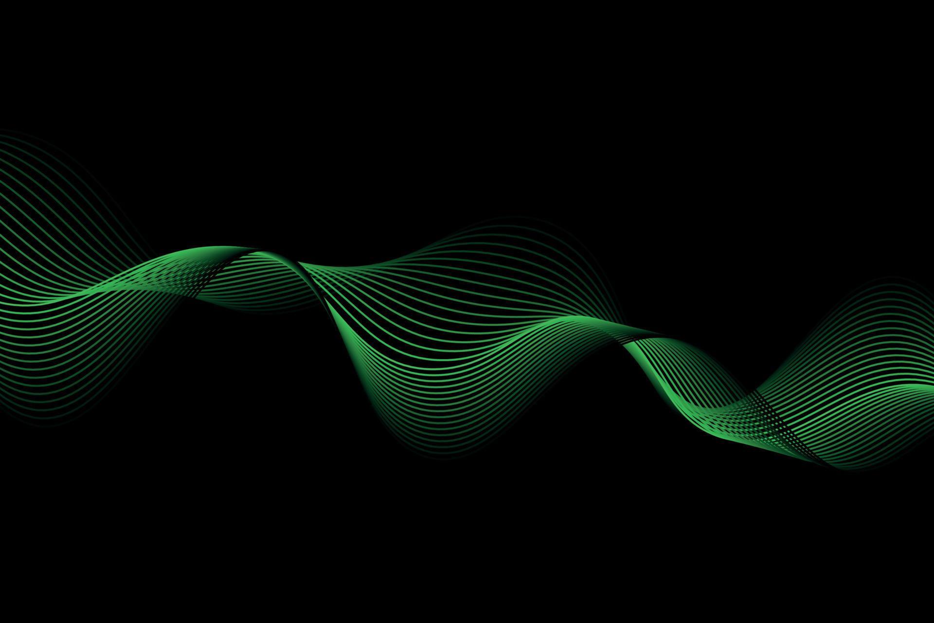 Green And Black Wave Abstract Background Suitable For Landing Page And Computer Desktop