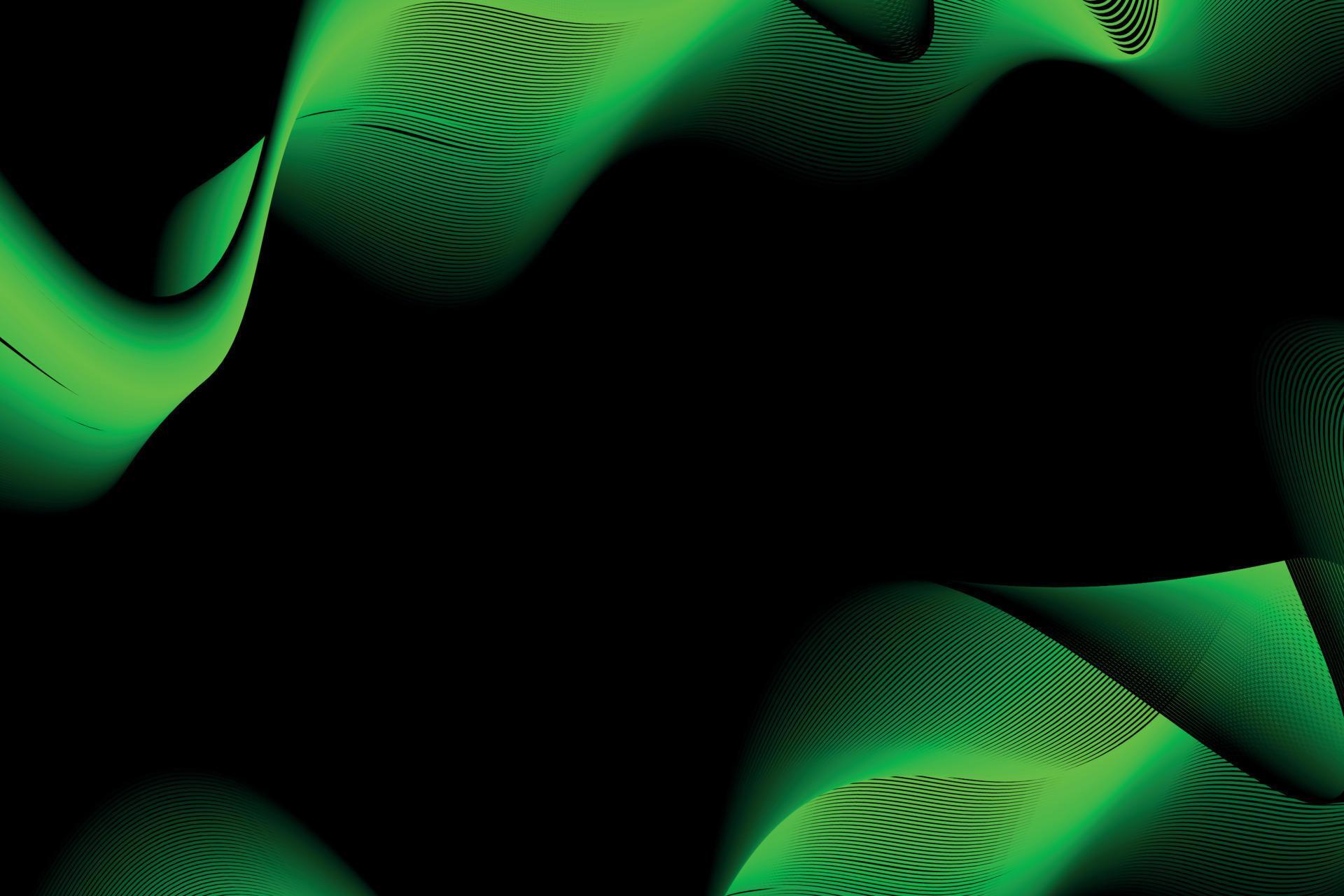 Green And Black Wave Abstract Background Suitable For Landing Page And Computer Desktop