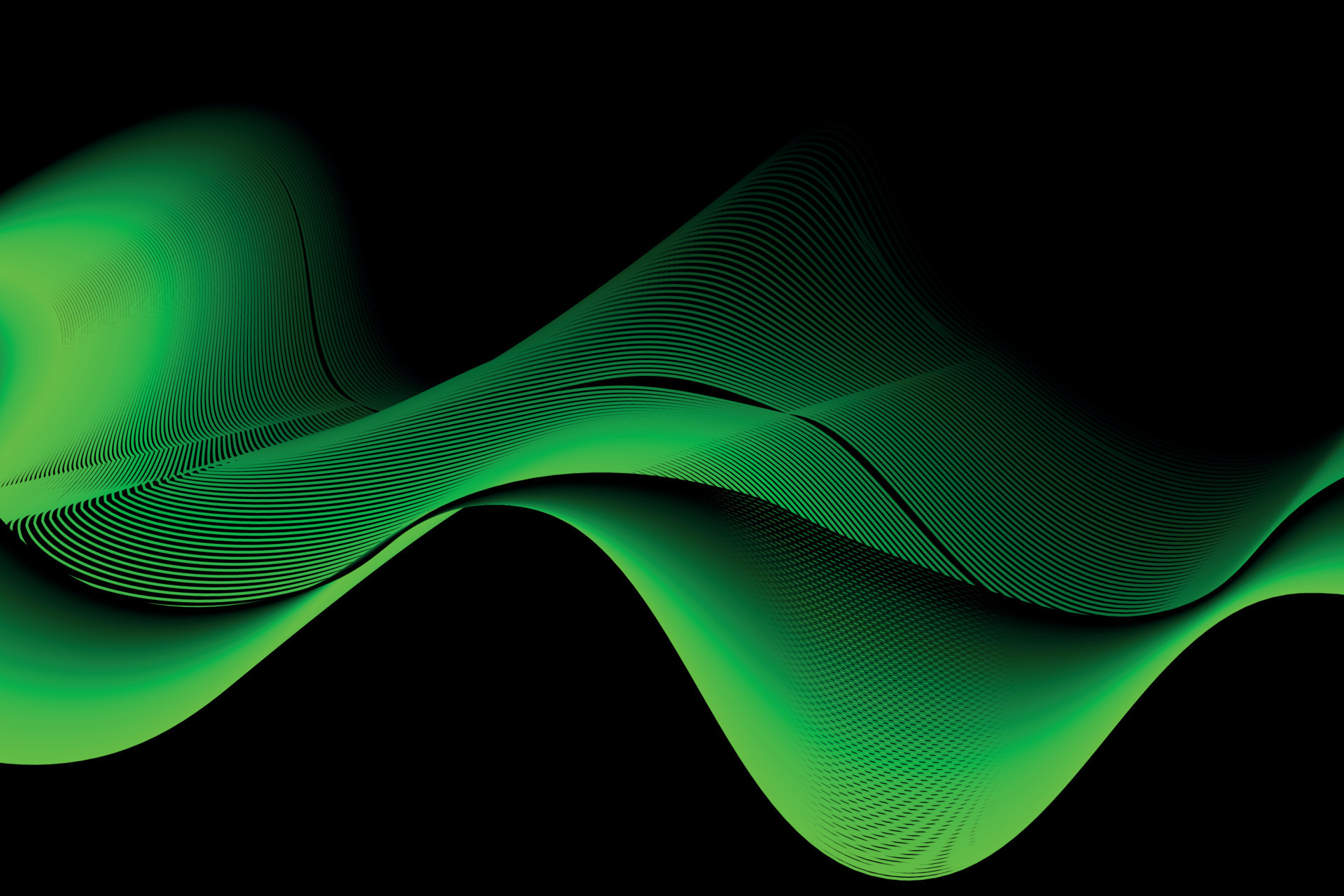 Green And Black Wave Abstract Background Suitable For Landing Page And Computer Desktop