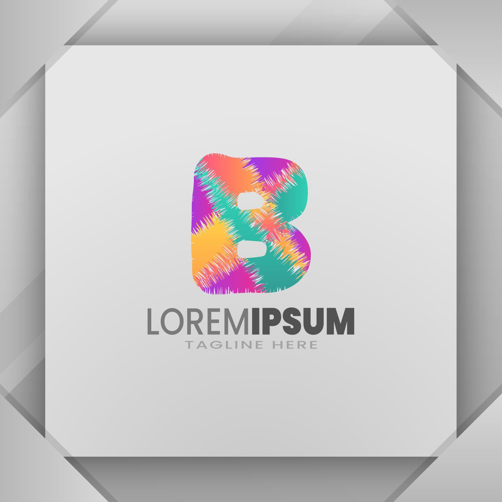 Fabric pattern logo with B letter and abstract colorful motifs. Logo template for business ...