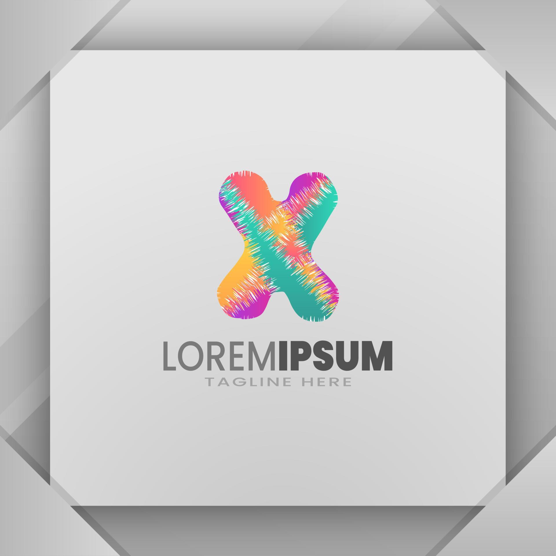 Fabric pattern logo with X letter and abstract colorful motifs. Logo template for business ...