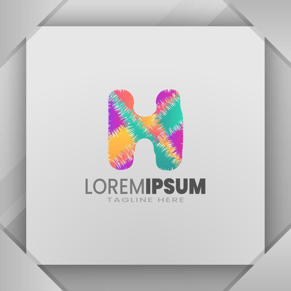 Fabric pattern logo with H letter and abstract colorful motifs. Logo template for business ...