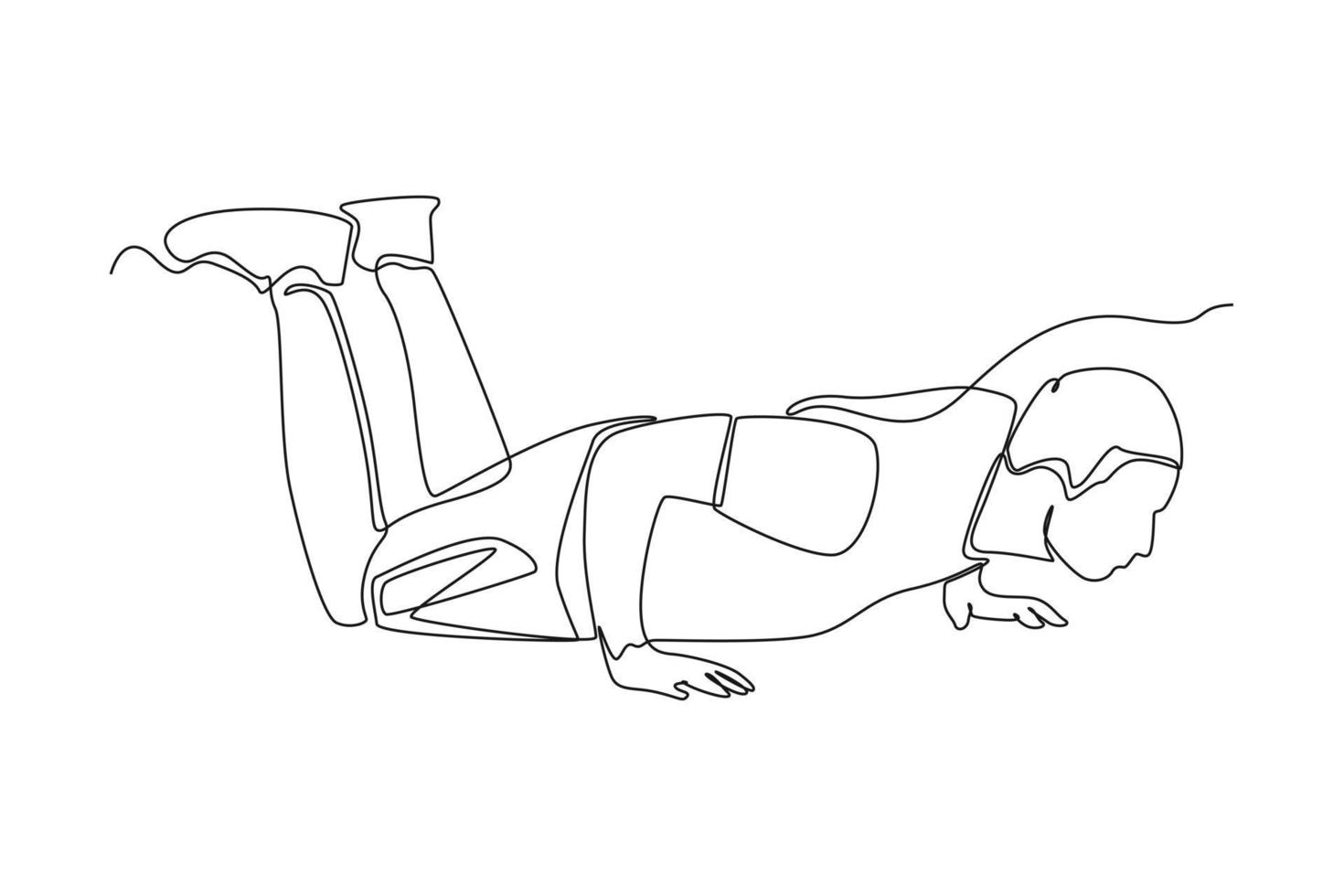 soltero uno línea dibujo hombre haciendo empujar arriba. aptitud ...