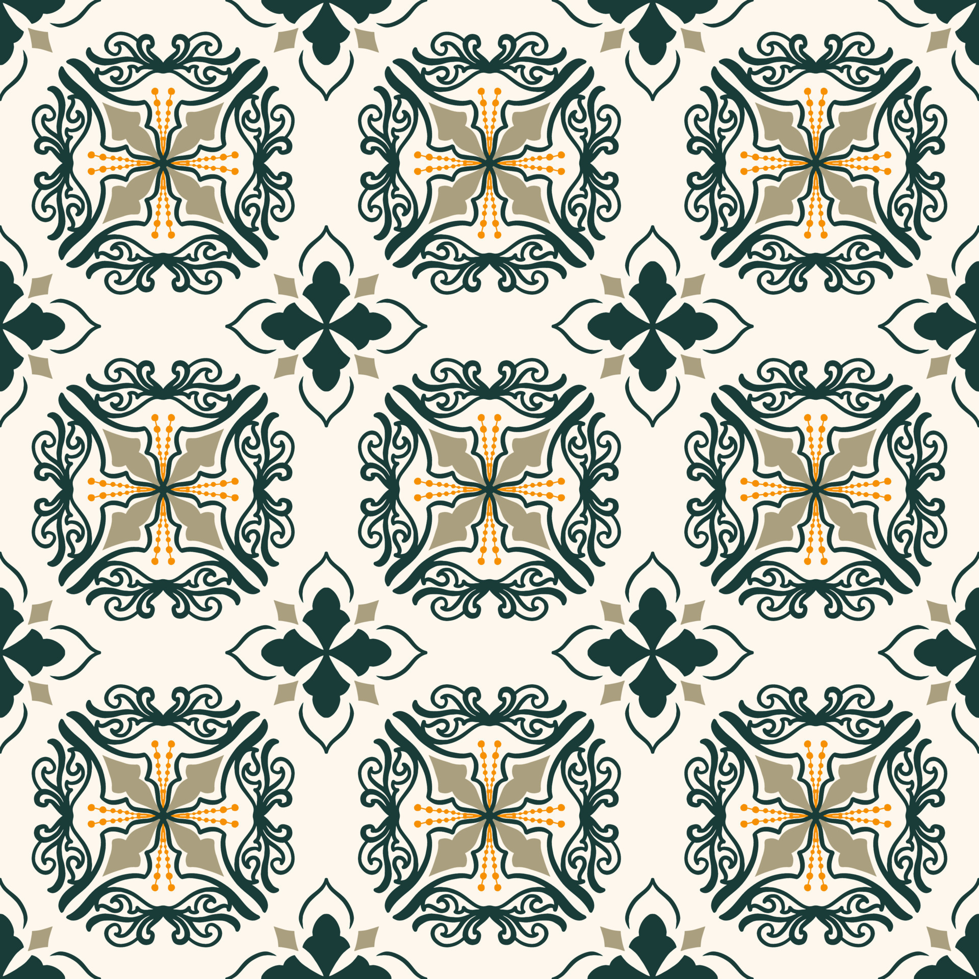 Seamless Pattern Decorative Flower Pattern In Vintage Mandala Style