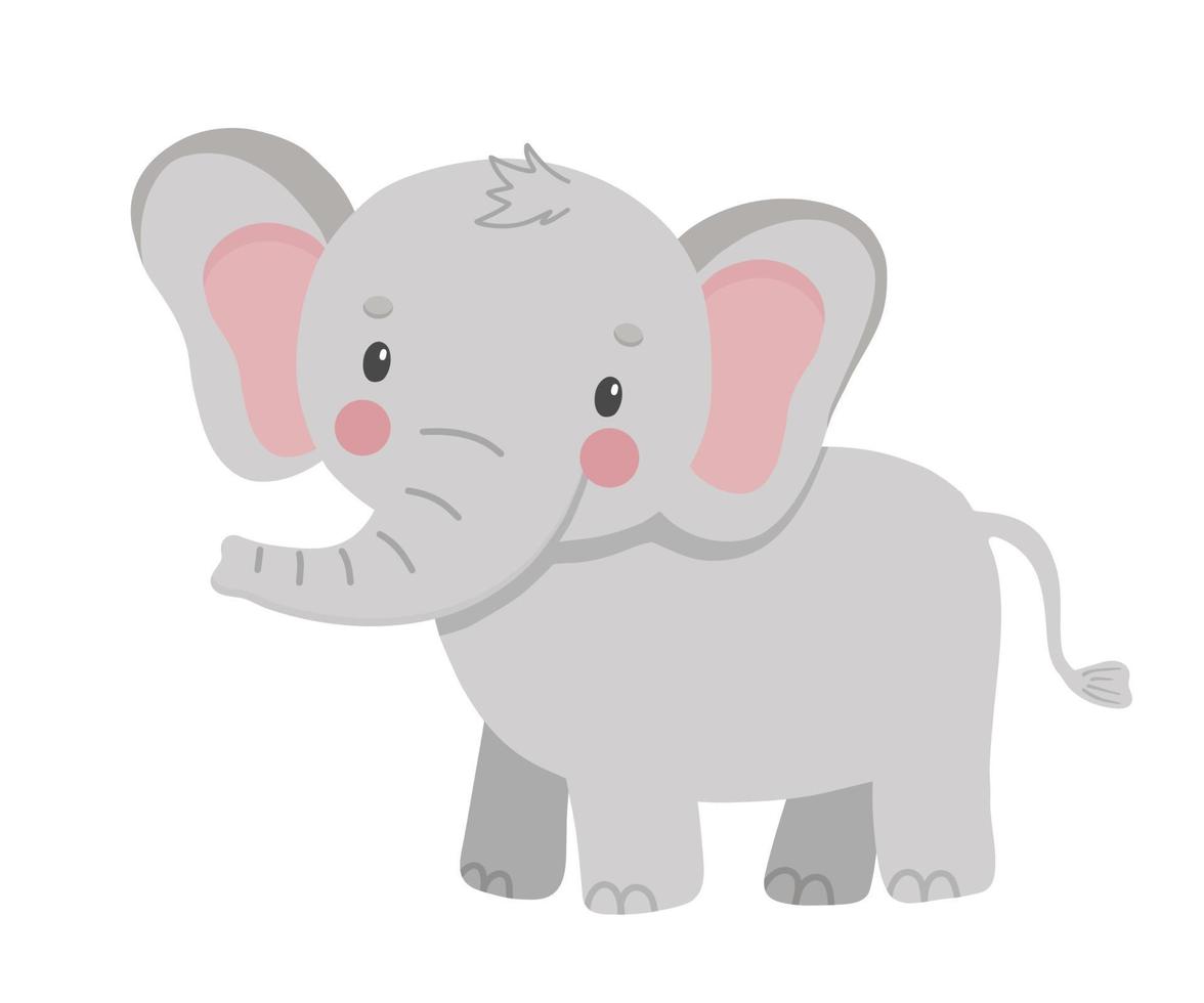 Cute elephant in cartoon style. Drawing african baby wild animal ...